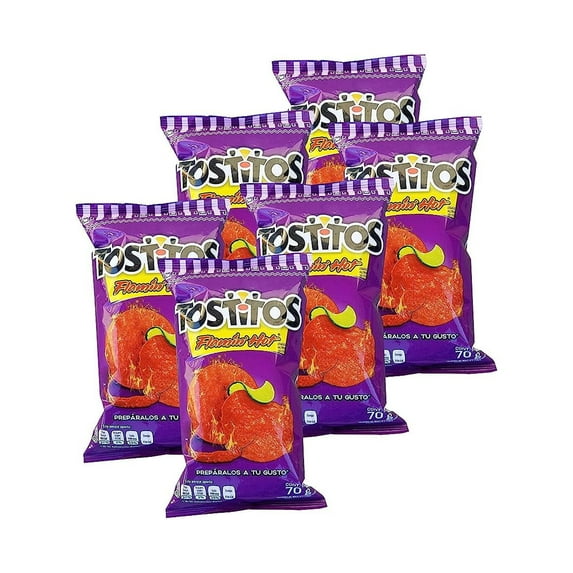 Tostitos Flaming Hot Tortilla Chips, Mexican Snack, 6 Pack, 2.46 oz Per ...