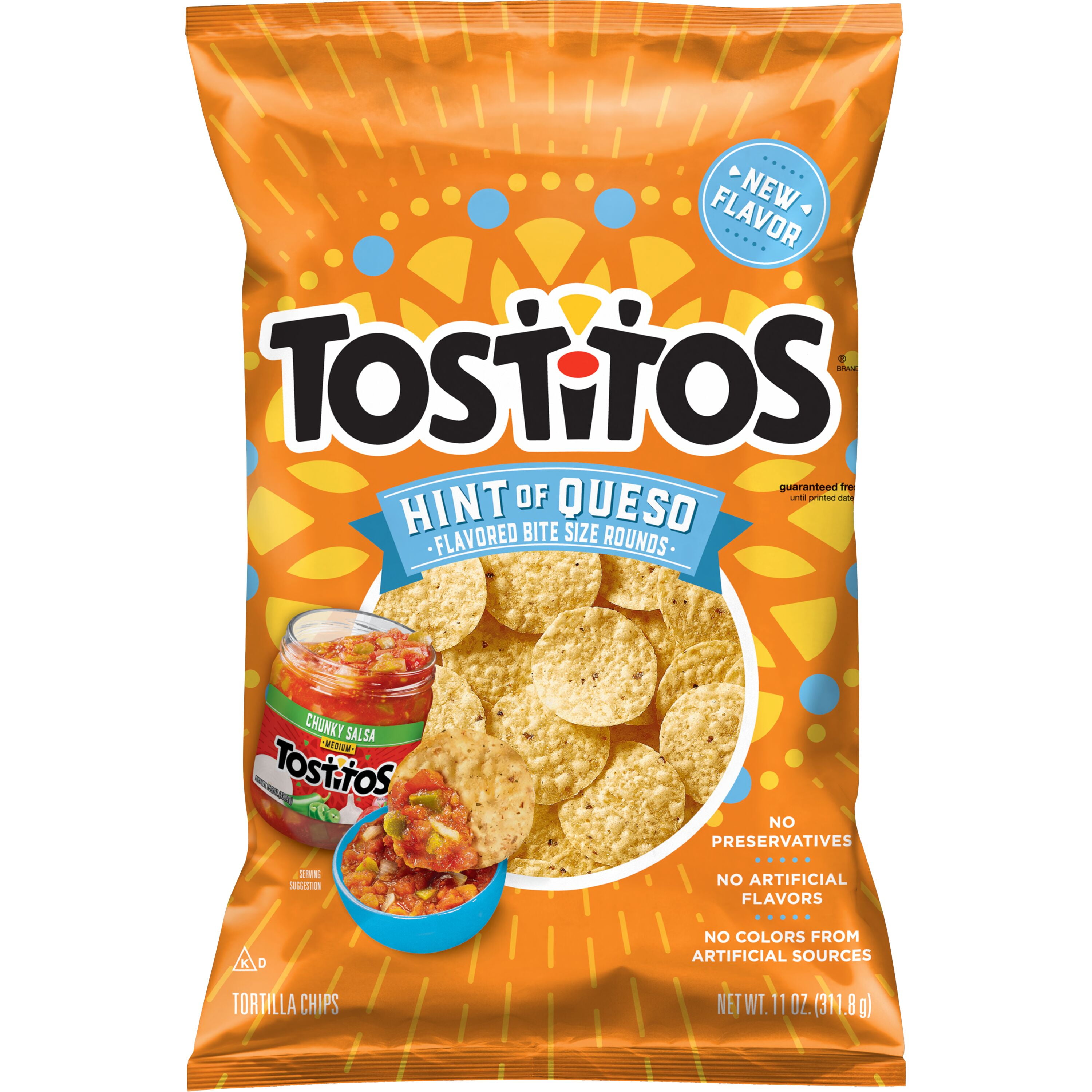 Tostitos Hint Of Queso Bite Sized Rounds Tortilla Chips, 11 oz Bag ...