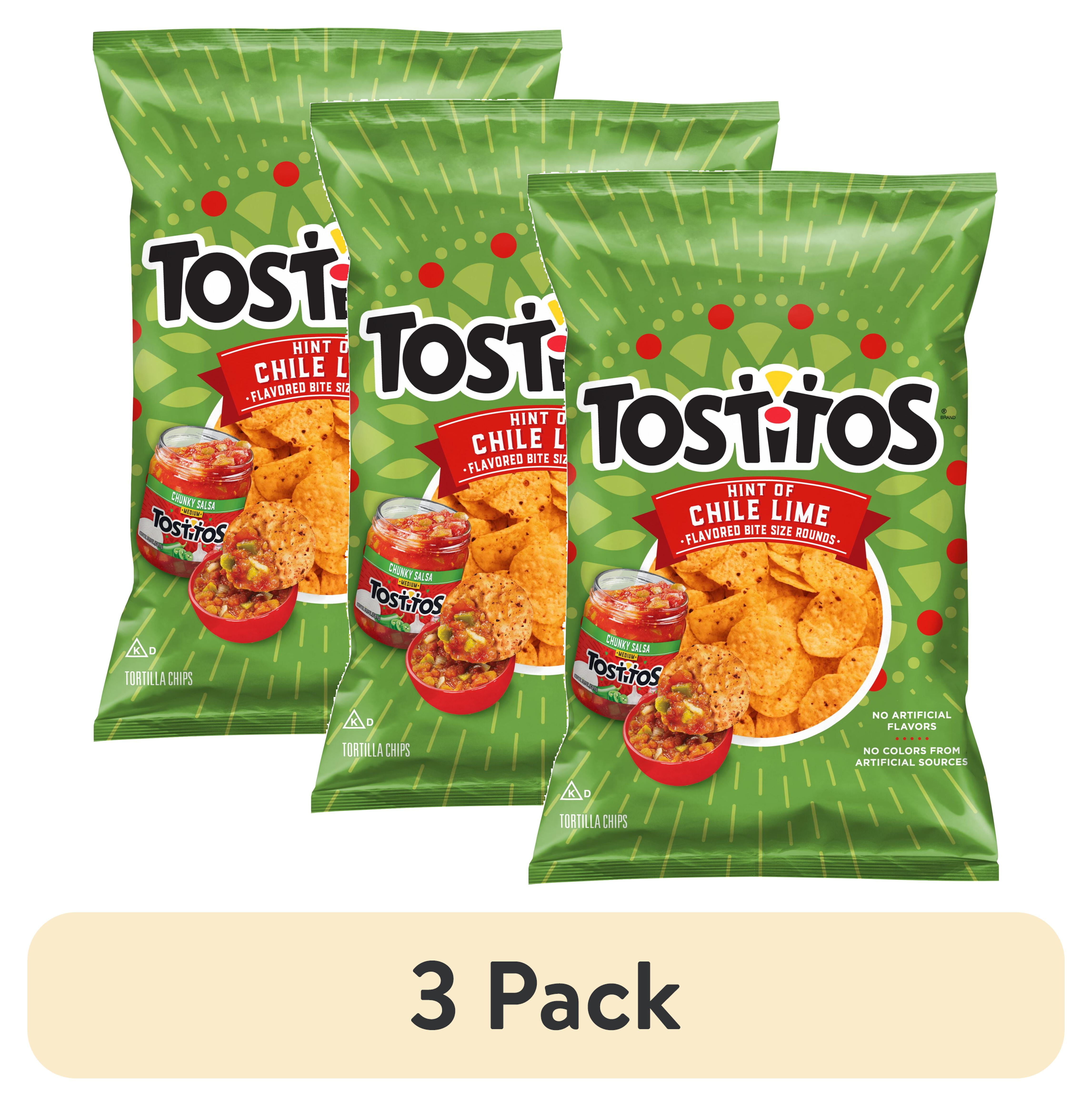(3 pack) Tostitos Hint of Chili Lime Flavored Tortilla Chips, 11 oz Bag ...