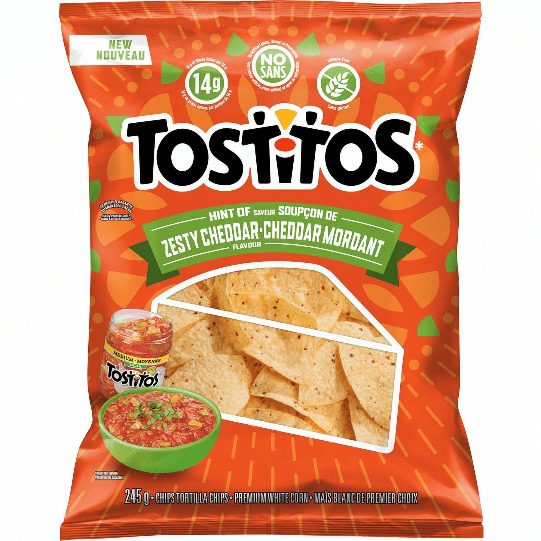 Tostitos Hint of Zesty Cheddar Flavor Tortilla Chips, 245g/8.6 oz ...