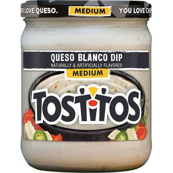 Tostitos Medium Queso Blanco Cheese Dip, 15.0oz Shelf-stable Jar - Walmart.com
