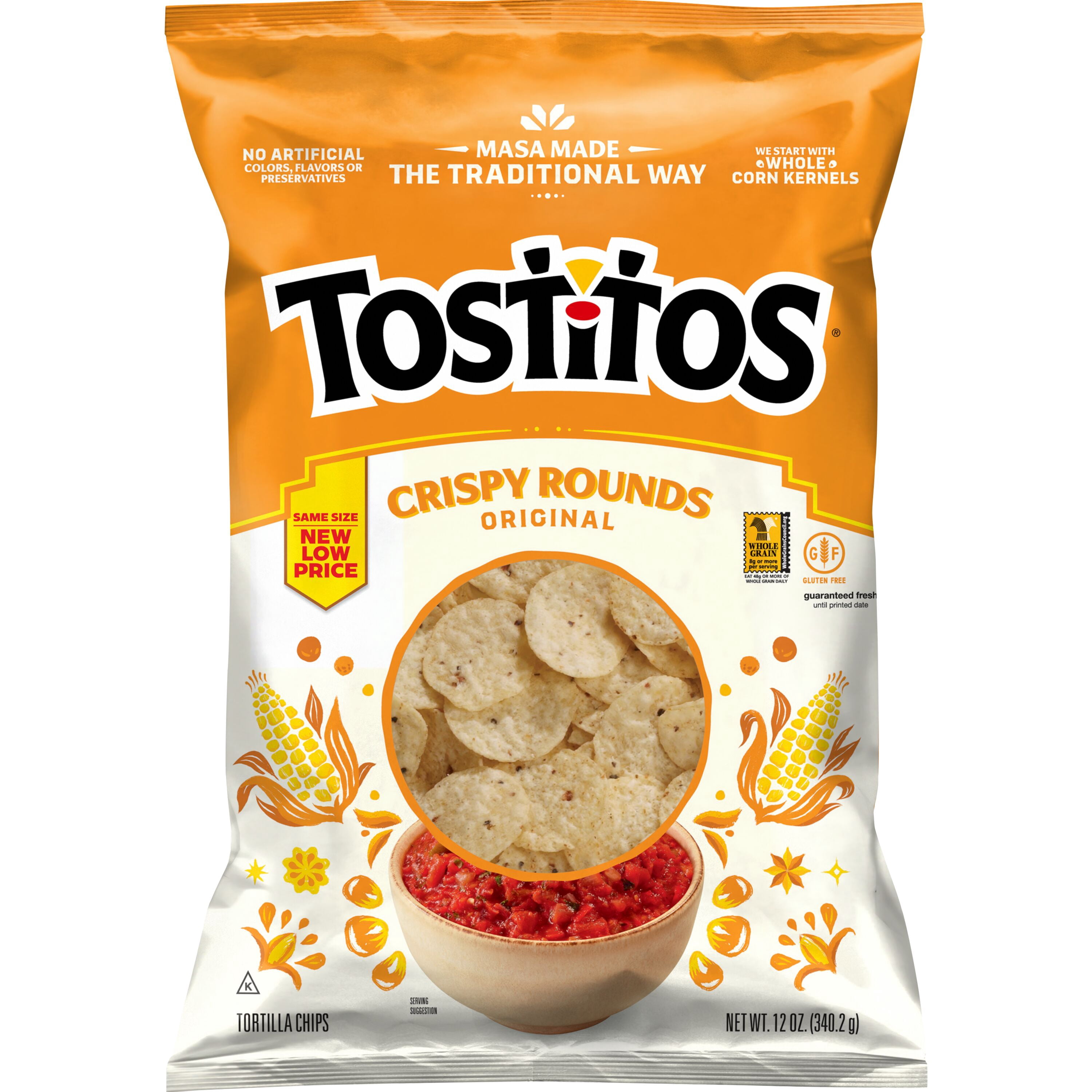 Tostitos Crispy Rounds Tortilla Chips, 12 oz Bag, Gluten Free, No ...