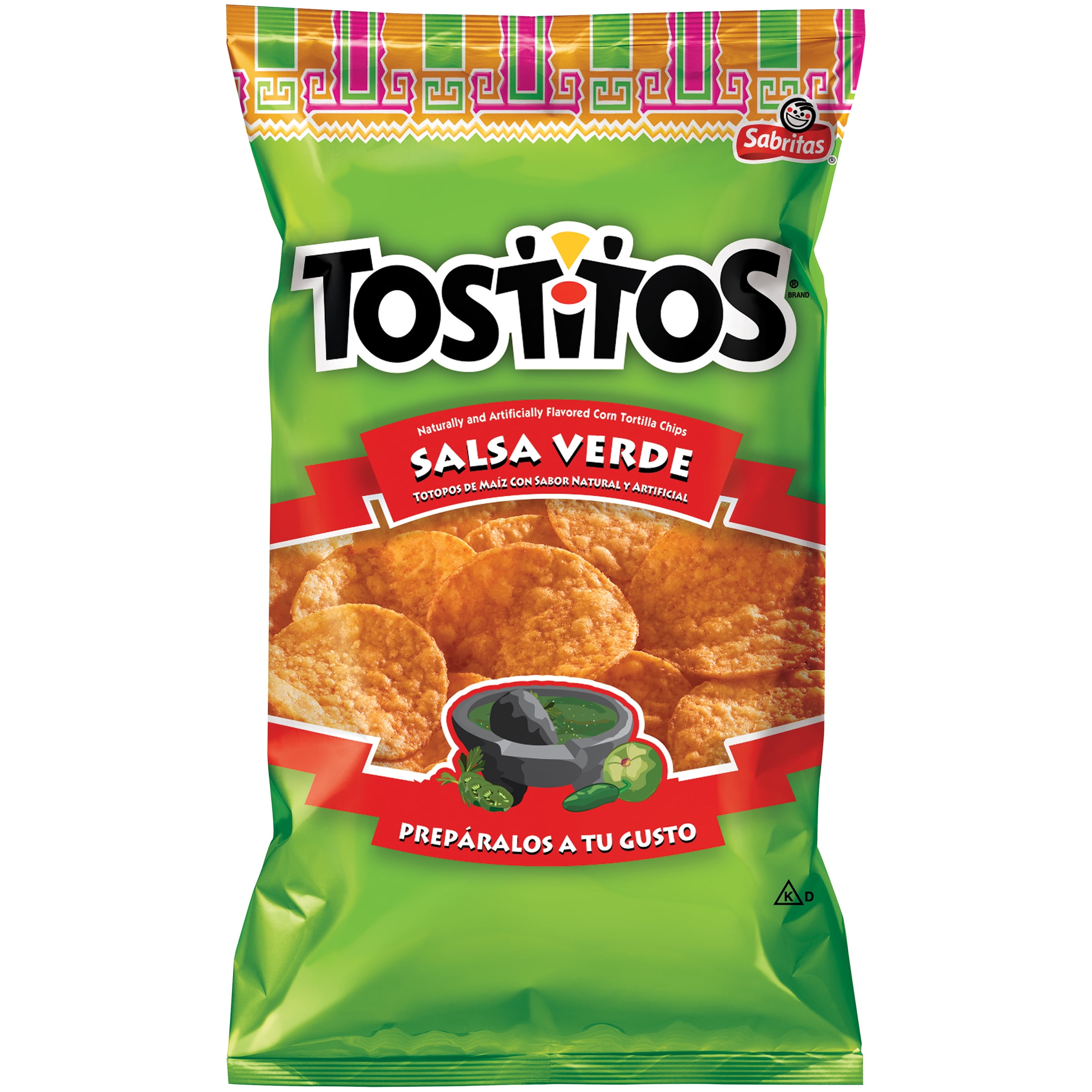 Tostitos Tortilla Chips Salsa Verde Flavored Snack Chips, 7.5 Ounce Bag ...