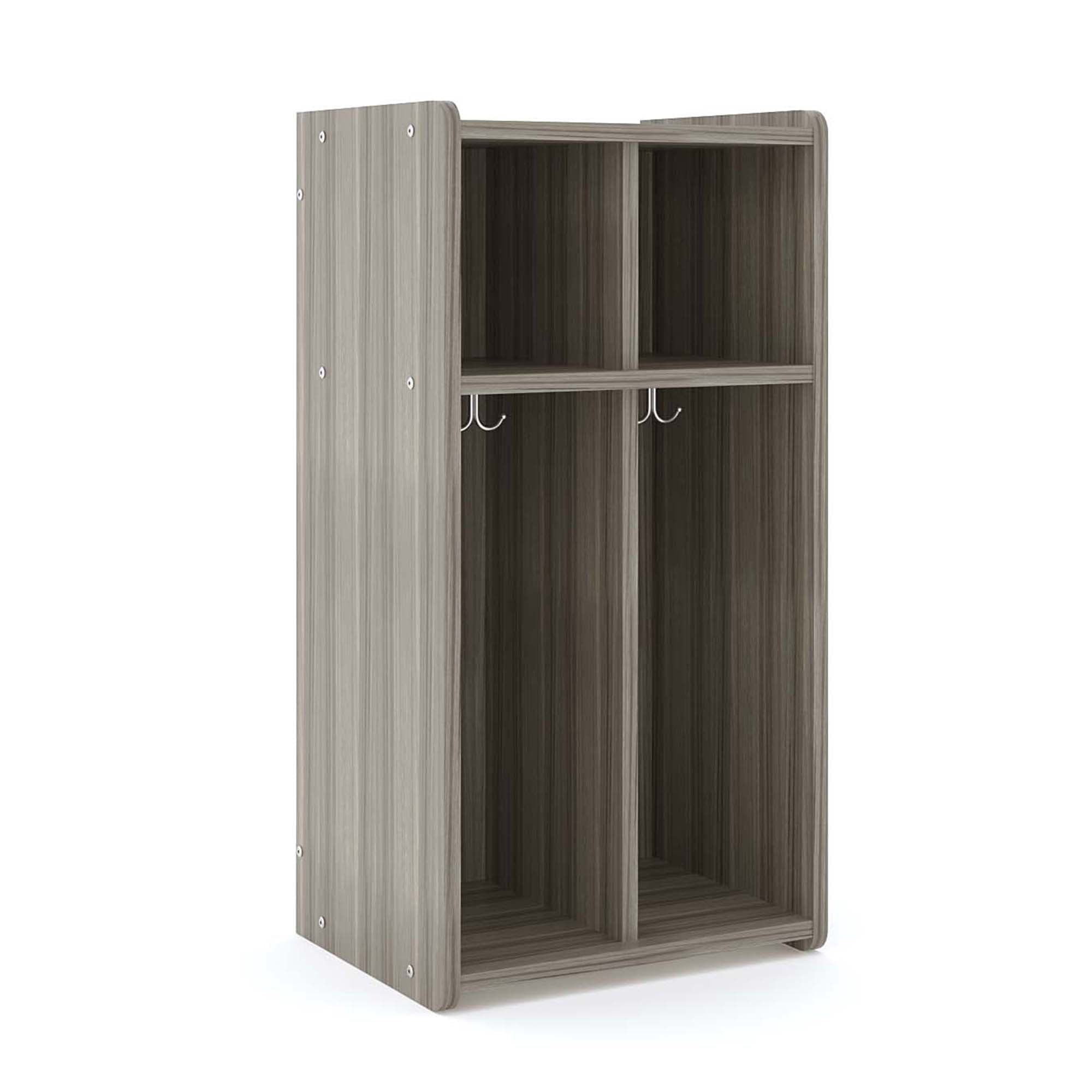 Tot Mate 2-Section Wall Locker Cubby Storage with Hooks, Wood Elm Gray ...