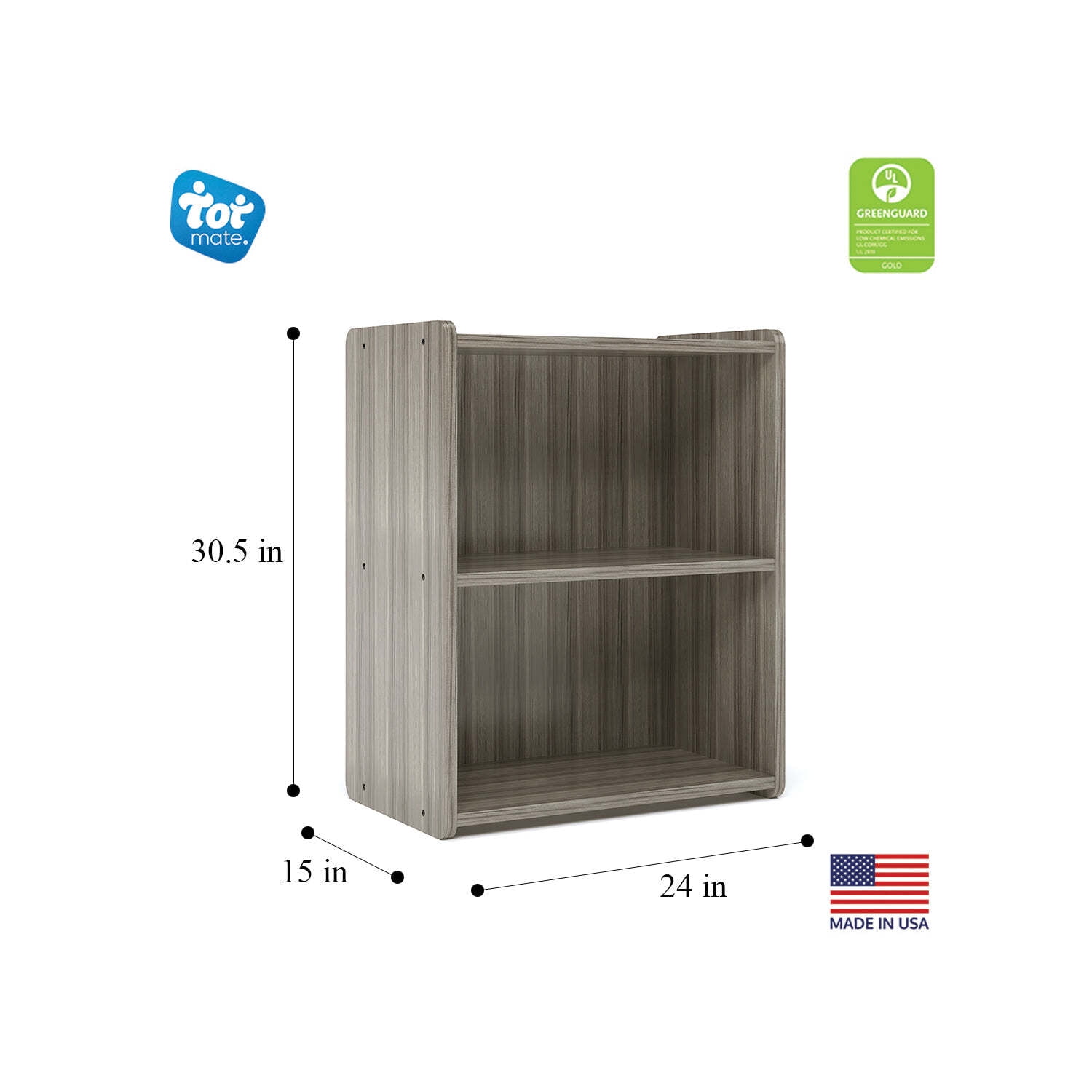 Tot Mate 24" 2-Level Composite Wood Gray Preschool Shelf Storage Kids ...