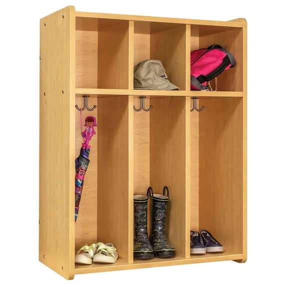 Tot Mate Children's 3-Section Wood Wall Locker, Maple, 28"W x 15"D x 37 ...