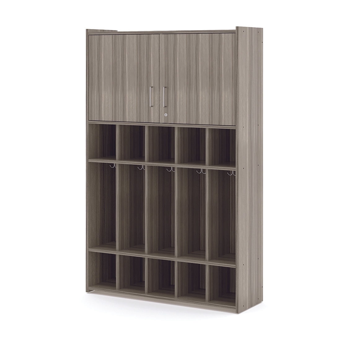 Tot Mate School Age Floor Locker, 10 Cubbies & Locking Cabinet, Gray ...