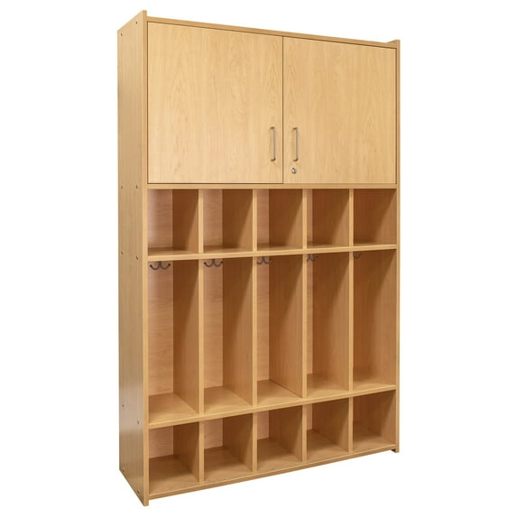 Tot Mate School Age Floor Locker with 10 Cubbies & Locking Cabinet ...