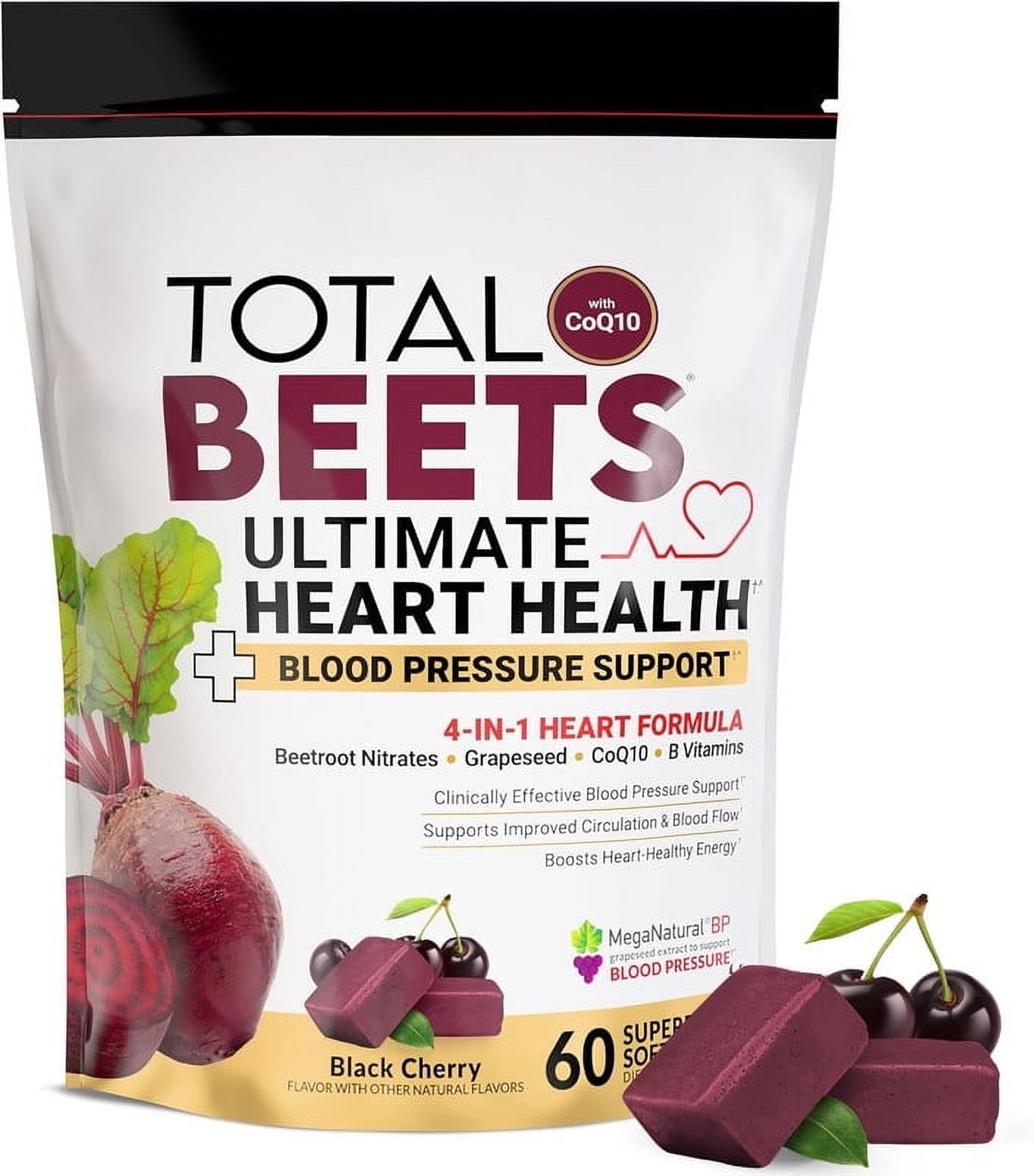 Total Beets Ultimate Heart Health Blood Pressure Chews with CoQ10, 60 ...