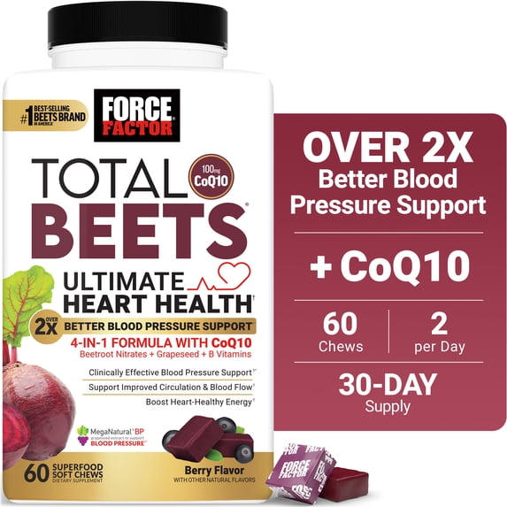 Force Factor Total Beets Heart Health Soft Chews with Beetroot Powder ...