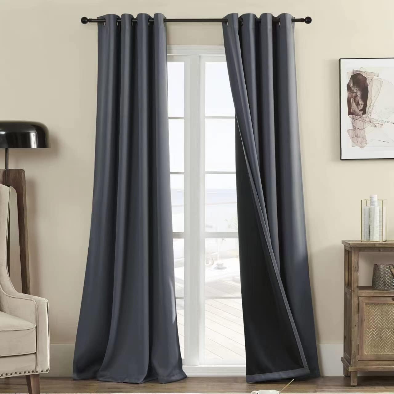 Total Blackout Curtains 2 Panels, Full Shade Complete Drapes for Living ...
