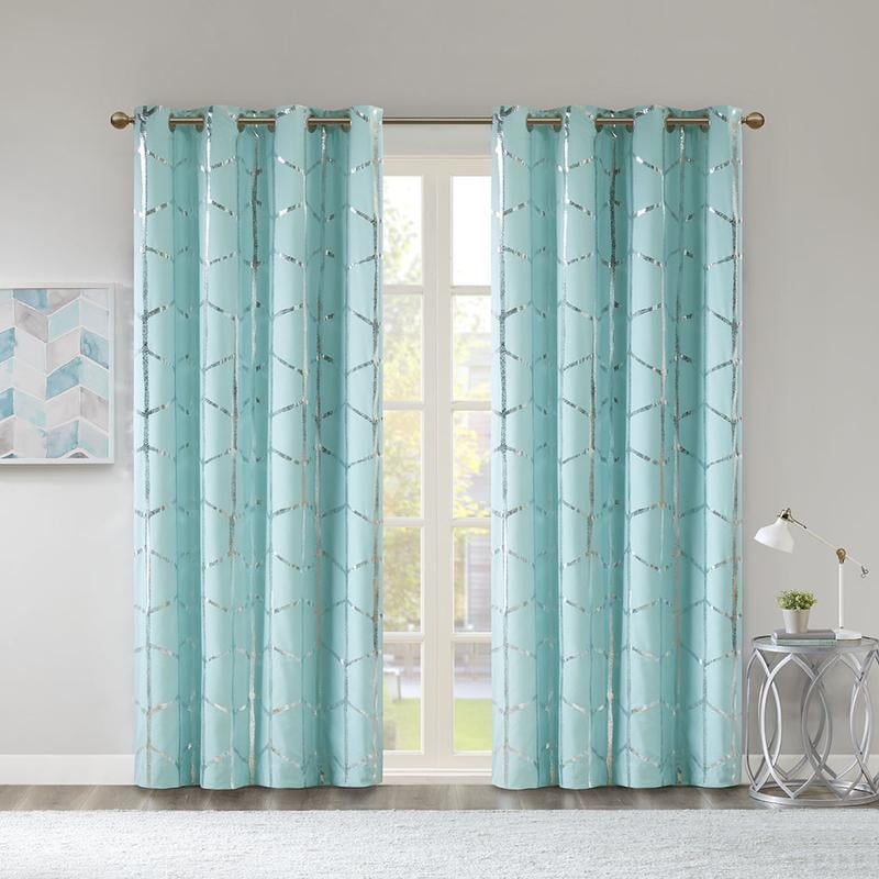 Total Blackout Metallic Print Grommet Top Single Window Curtain Panel ...