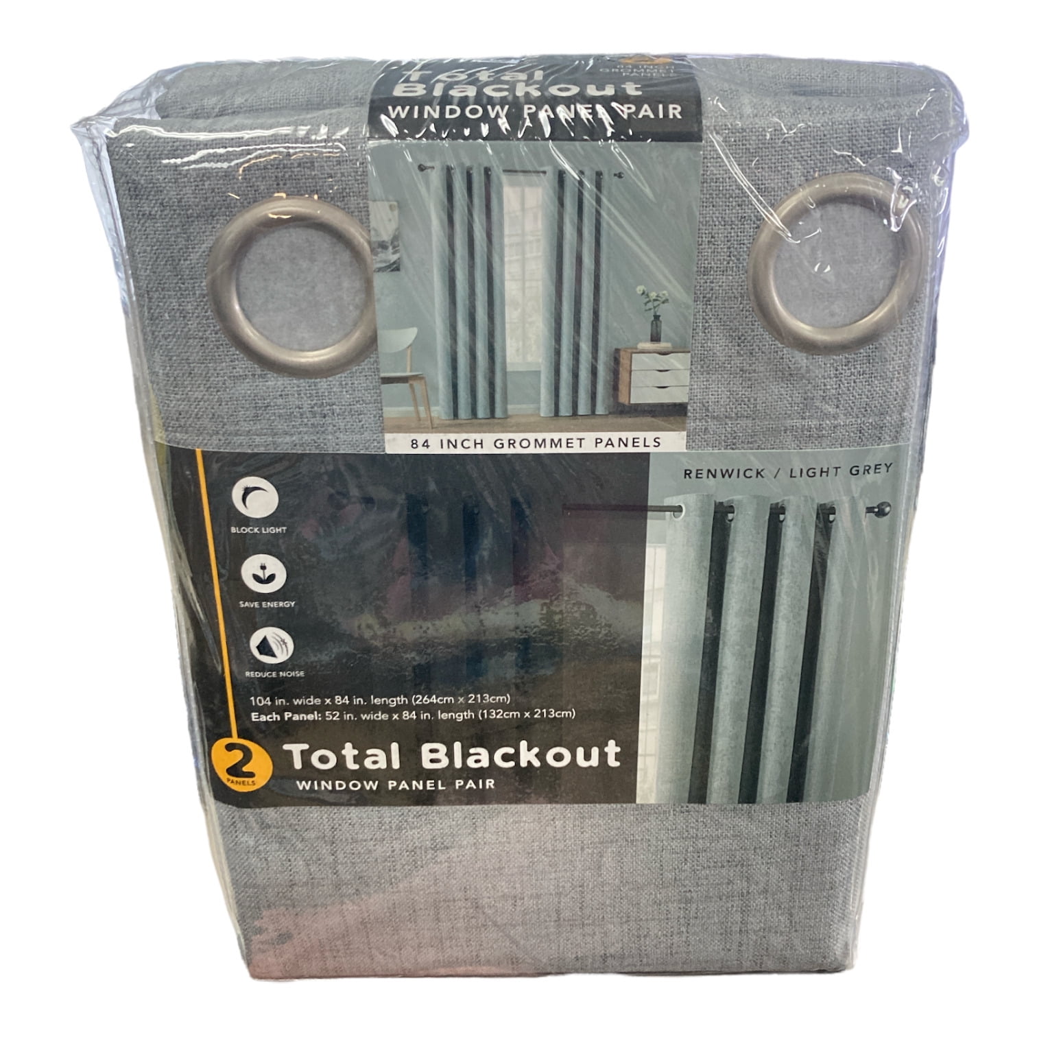 Total Blackout Window Panel Set, 52"W x 84"L Each, Grommet Panels ...