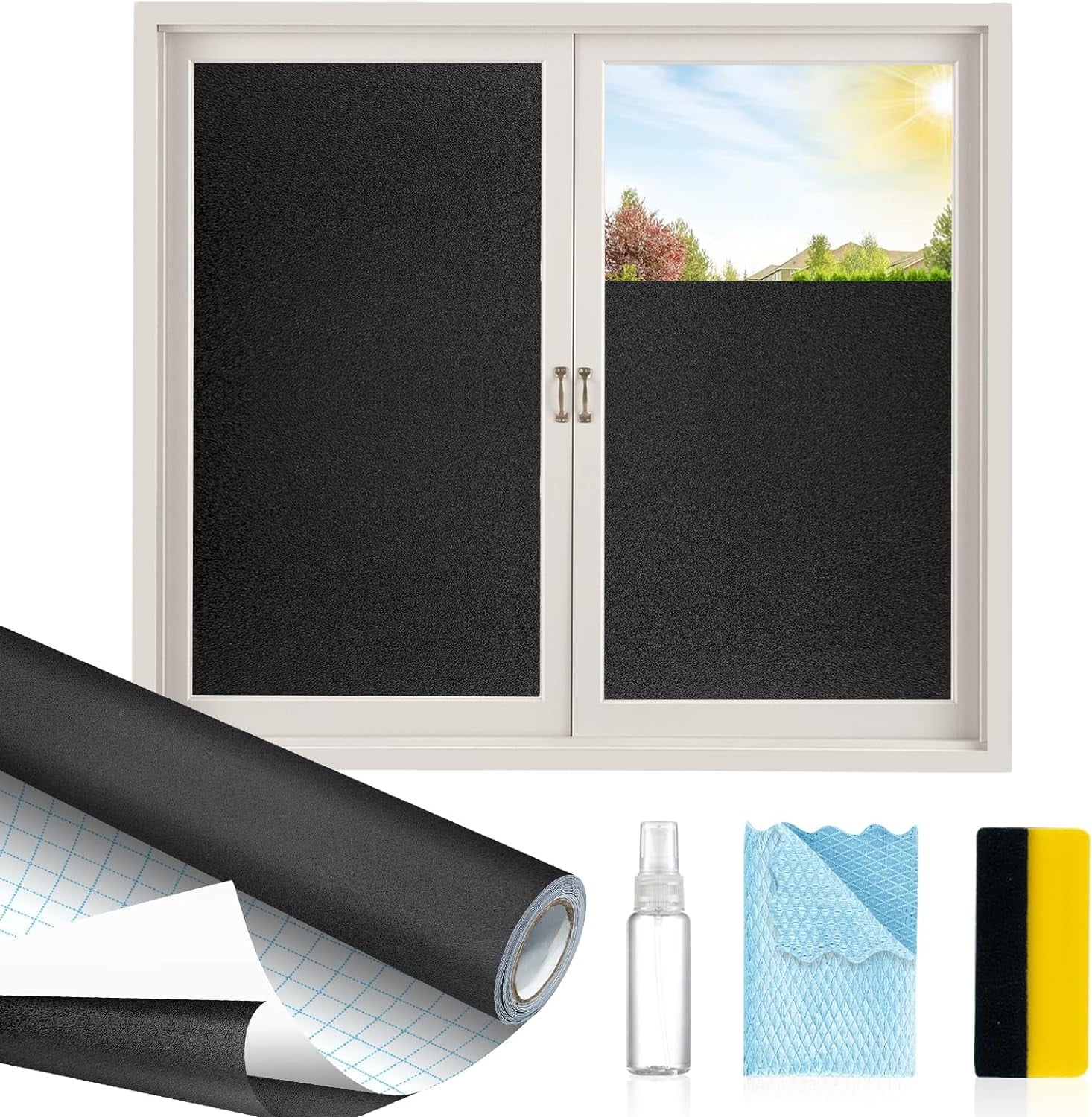 Total Blackout Window Privacy Film with Installation Tools,100% Light ...