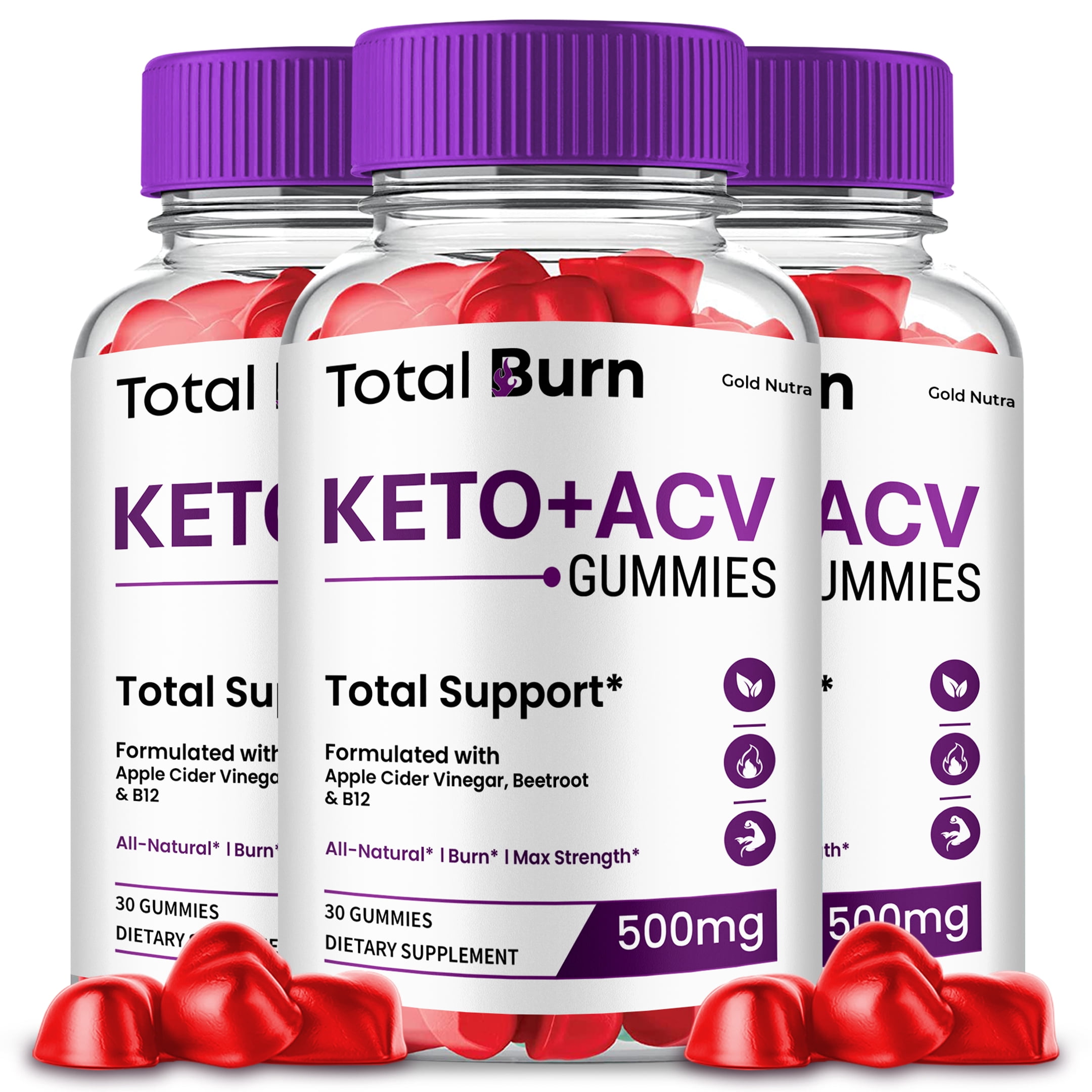Total Burn Keto + ACV Gummies Supplement for Ketogenic Diet, Premium ...