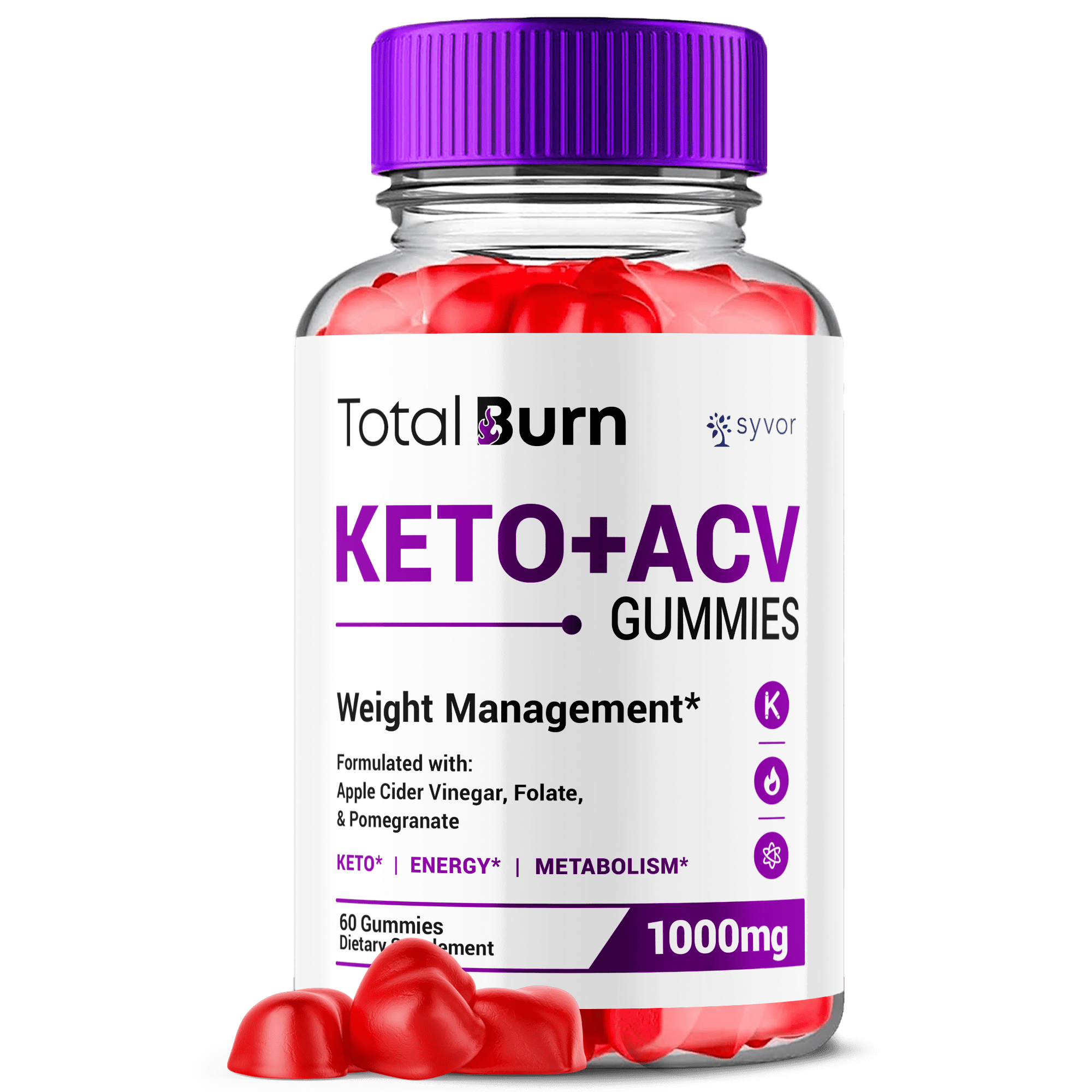 Total Burn Maximum Strength ACV Gummies Advanced Apple Cider Vinegar Supplement 1000MG Formula ...