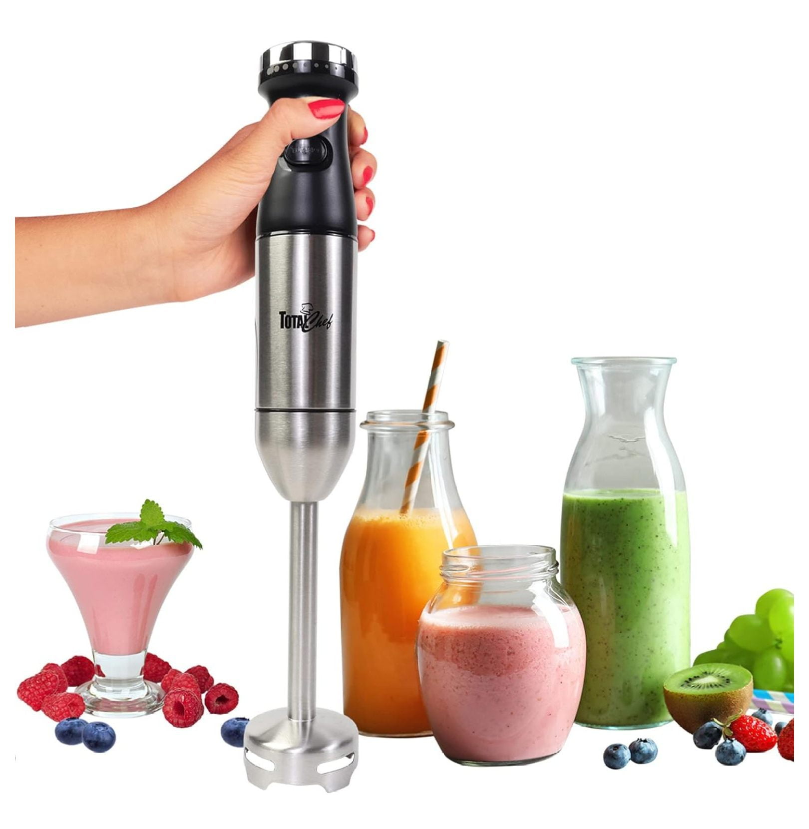 Total Chef Hand Blender Variable Speed Immersion Blender 225W with ...