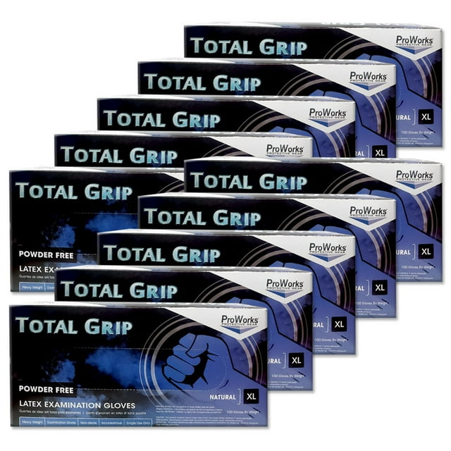 Total Grip 8mil Latex Exam Gloves Powder Free by ProWorks - Walmart.com