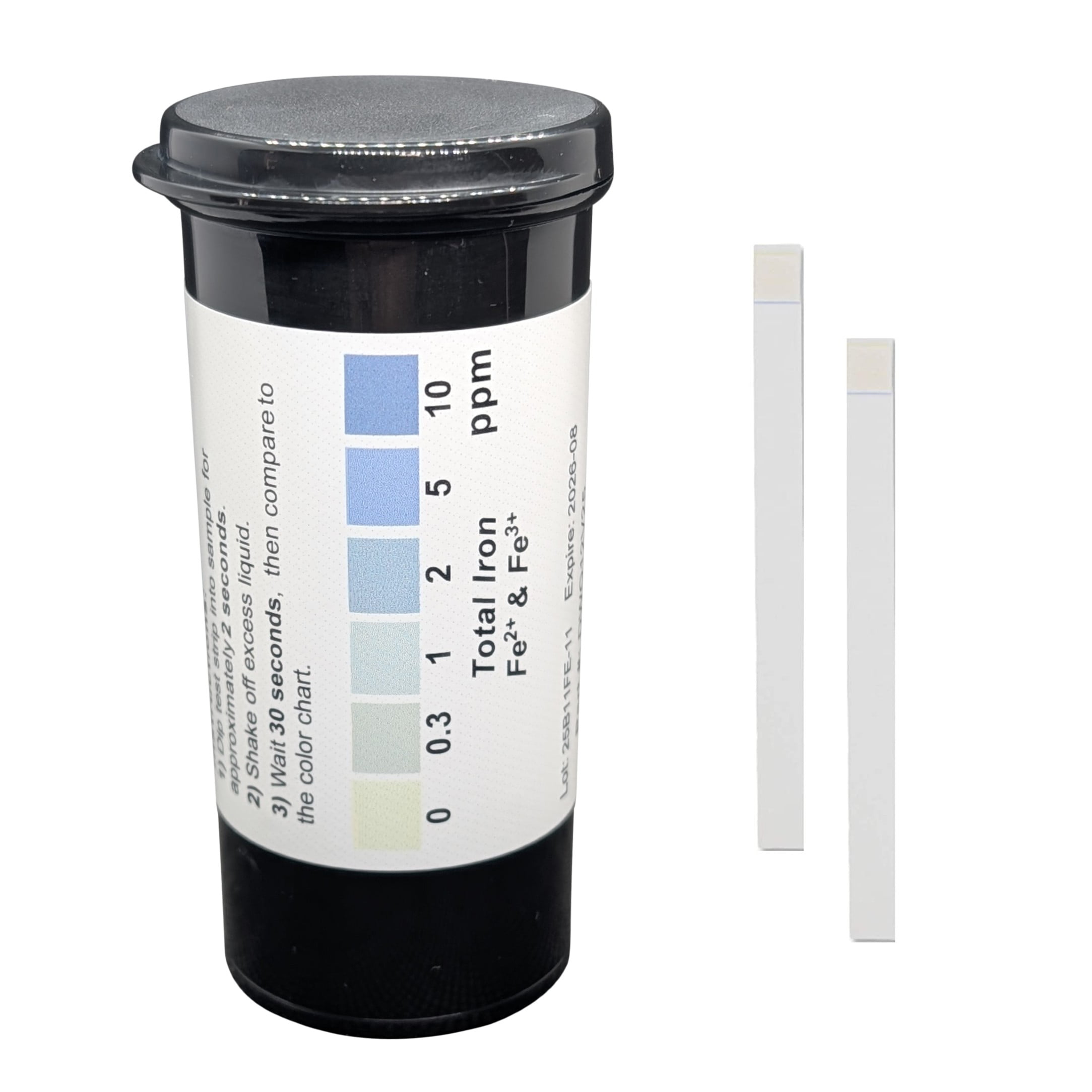 Total Iron Test Strips for Measuring Water, 0-10 ppm [Vial of 25 Strips ...