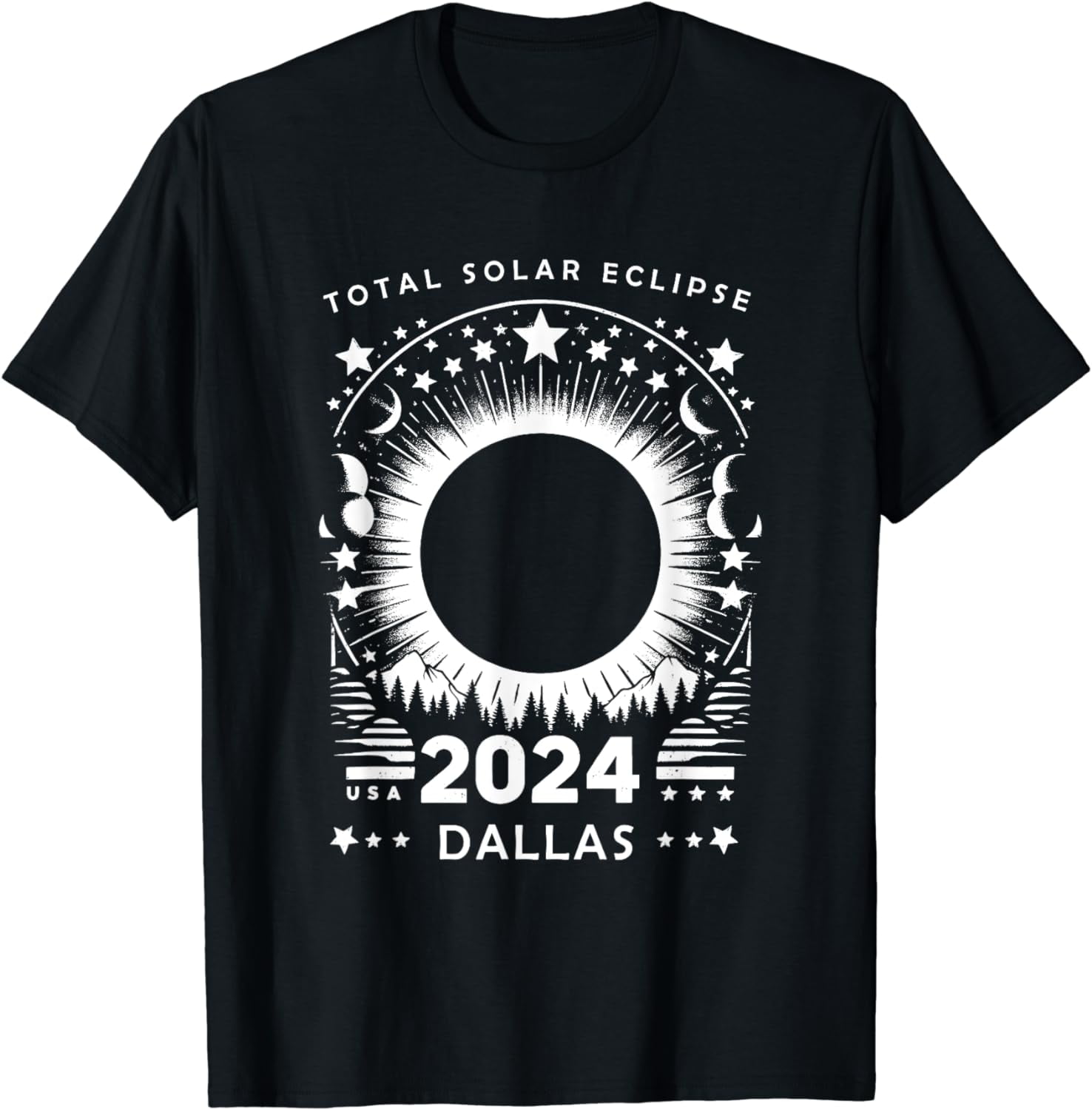Total Solar Eclipse, 2024 April, Dallas T-Shirt - Walmart.com