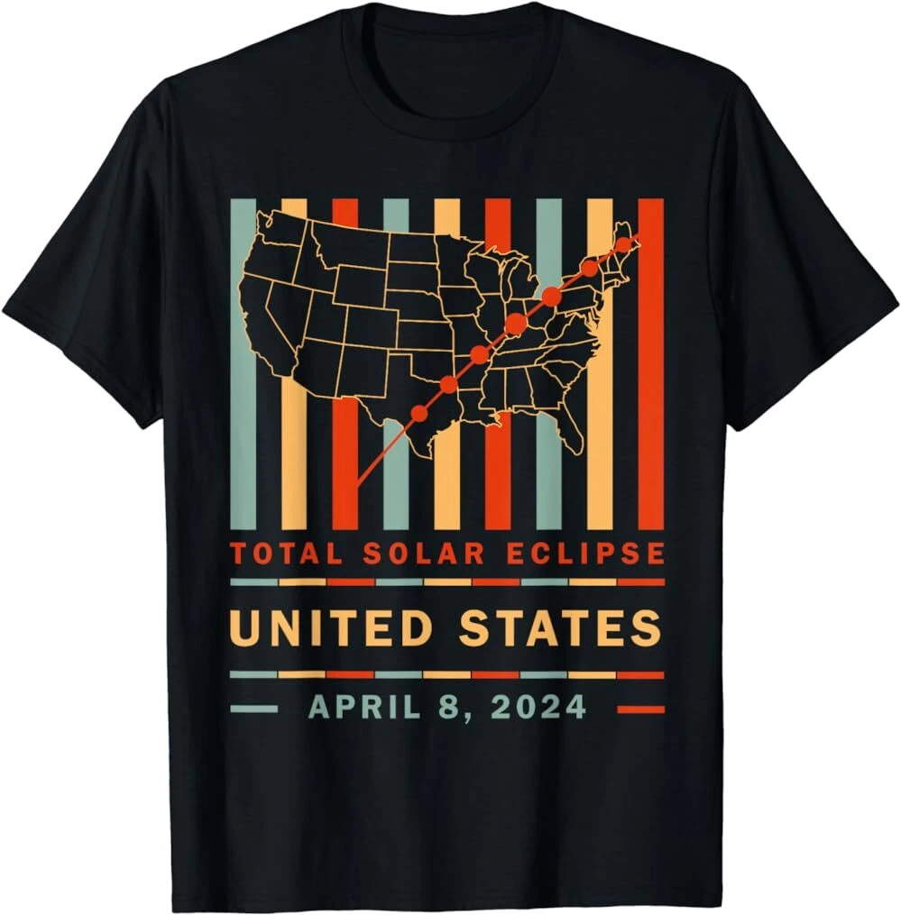 Total Solar Eclipse 2024 Cosmic Path Map United States Retro Space ...