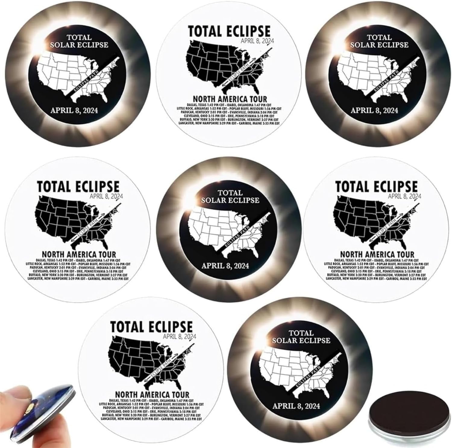 Total Solar Eclipse 2024 Refrigerator Magnet, Solar Eclipse Ornament ...
