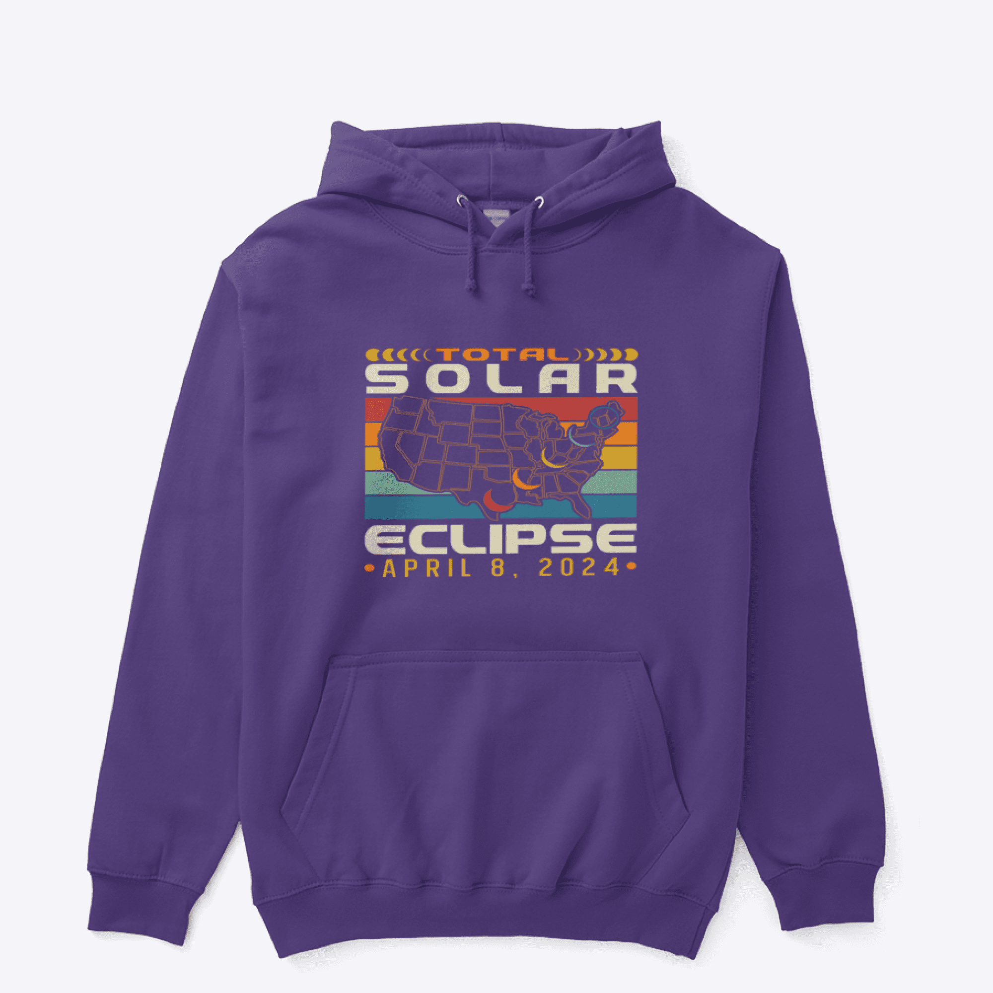 Total Solar Eclipse 2024 Retro USA Map Hoodie - Walmart.com