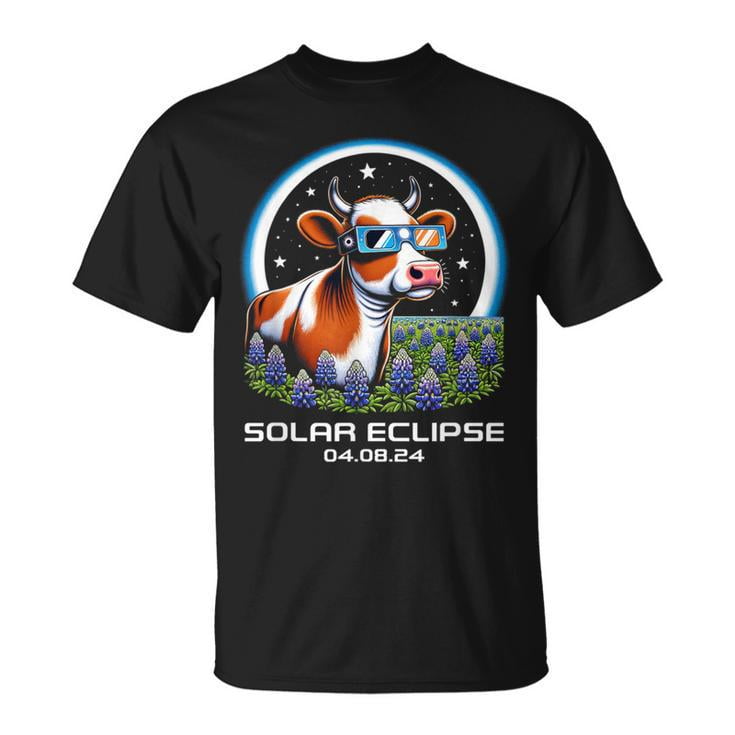 Total Solar Eclipse 2024 Texas T-Shirt – Bluebonnet and Cow Design ...