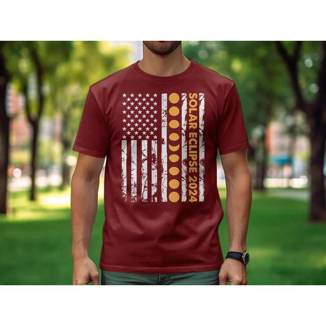 Total Solar Eclipse 2024 Totality Phases Flag | Total Solar Eclipse 2024 Themed Graphic T-Shirt ...
