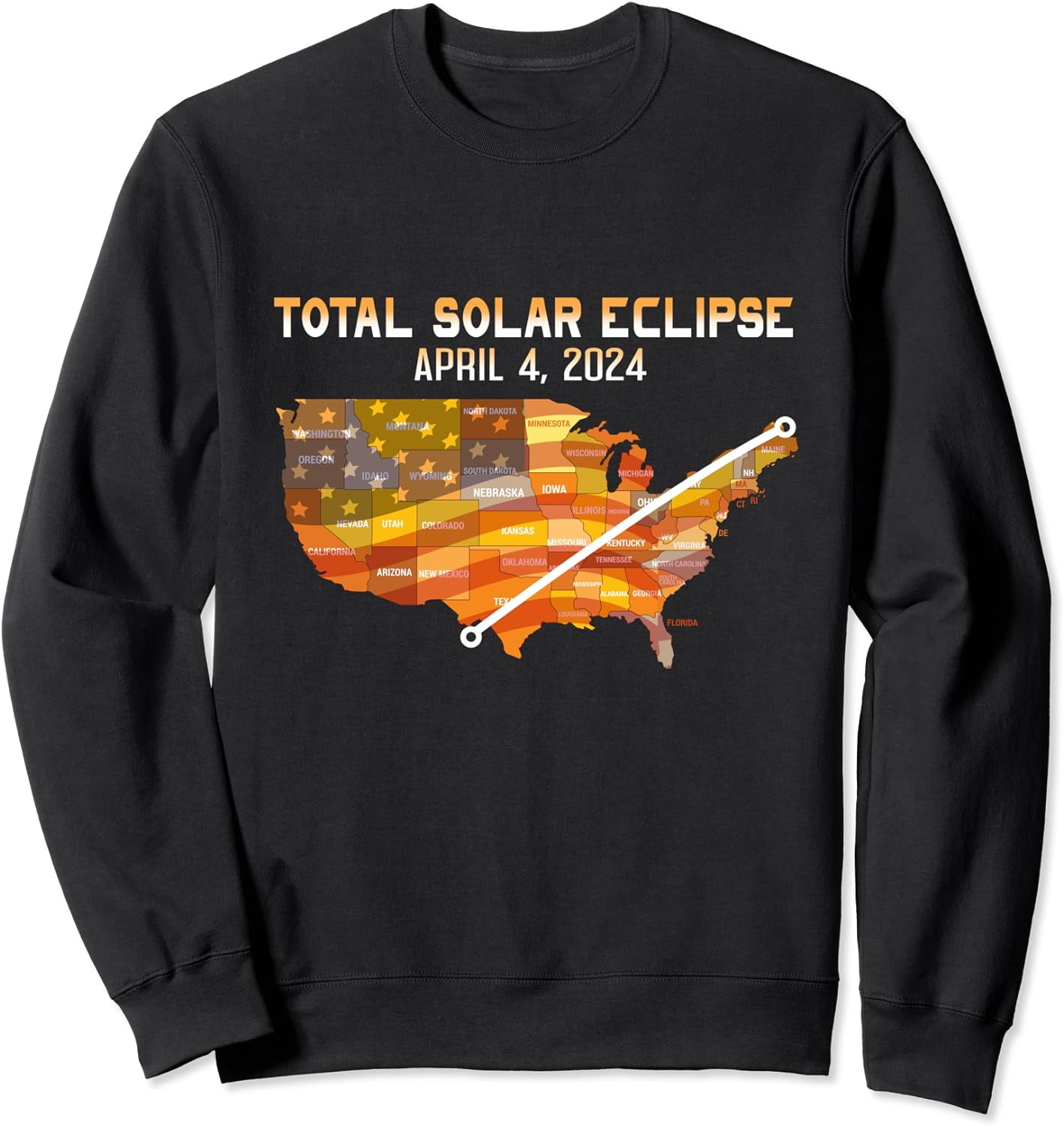 Total Solar Eclipse 4 8 2024 Cities On Back Eclipse Sweatshirt Black ...