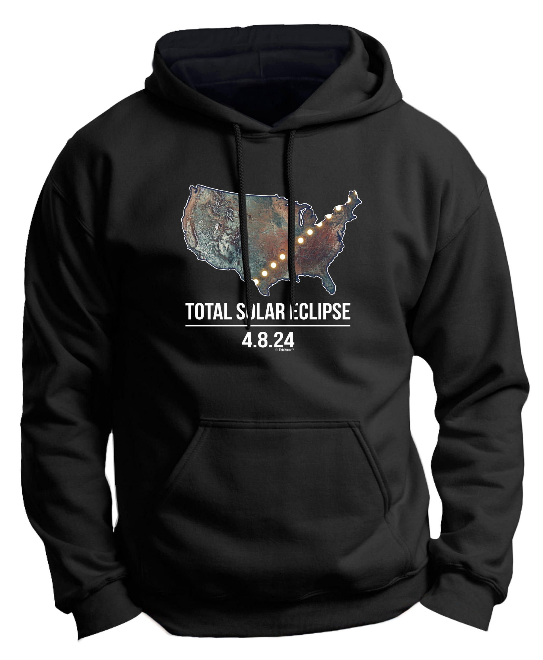 Total Solar Eclipse Hoodie Sweatshirt Total Solar Eclipse USA Map 4-8-24 Premium Hoodie ...