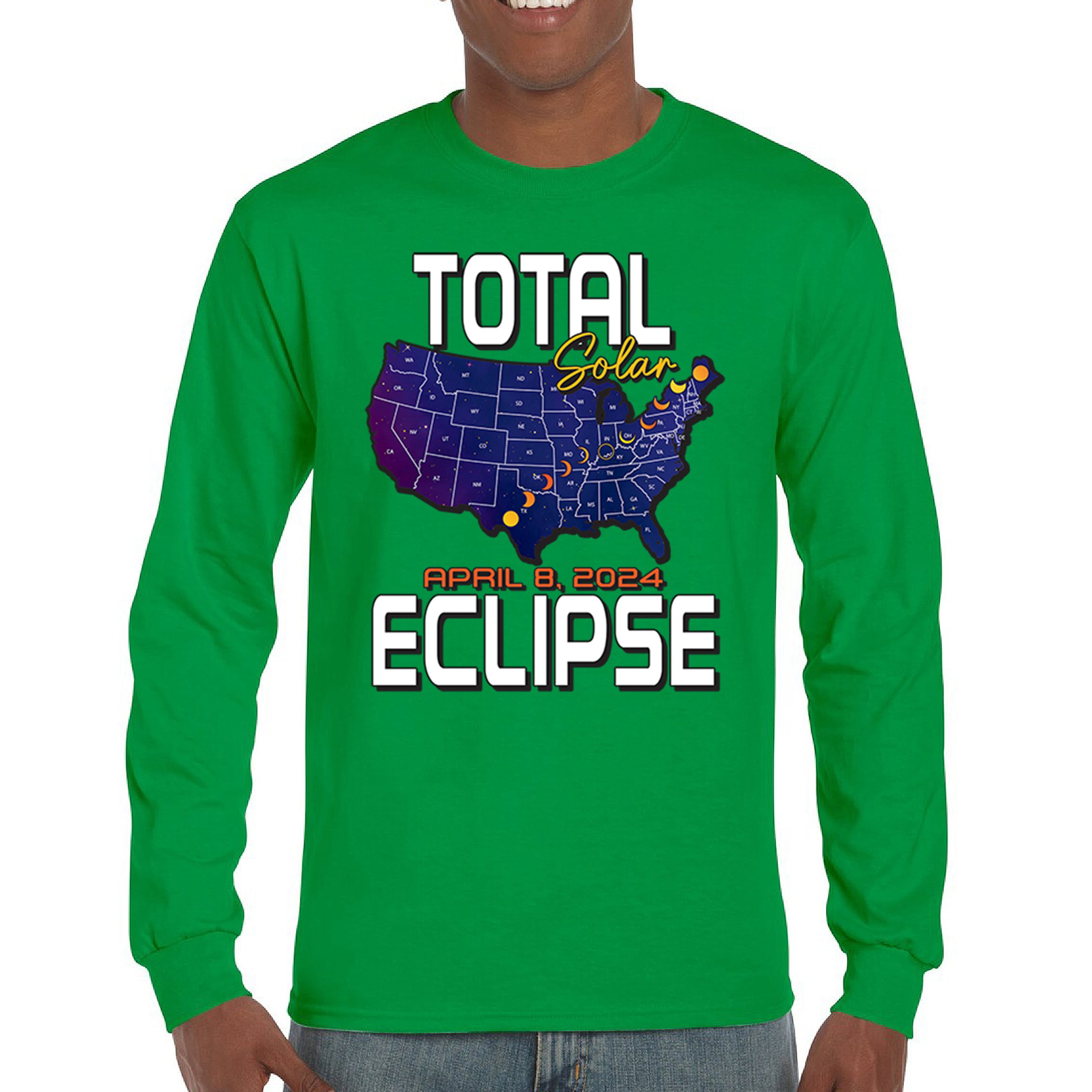 Total Solar Eclipse Map Long Sleeve T-shirt Watch Only With Eclipse ...