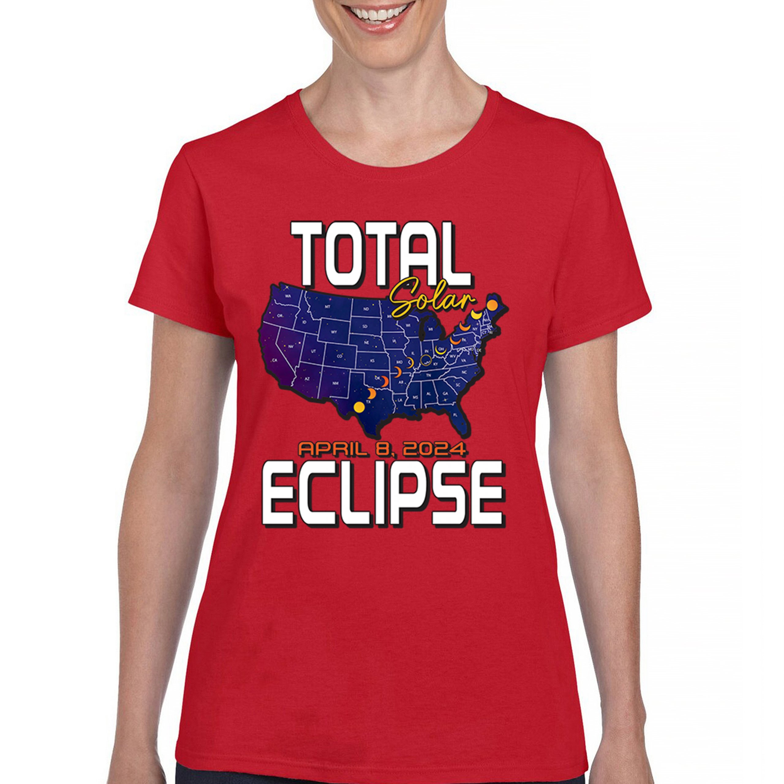 Total Solar Eclipse Map T-Shirt Watch Only With Eclipse Glasses April 8 ...