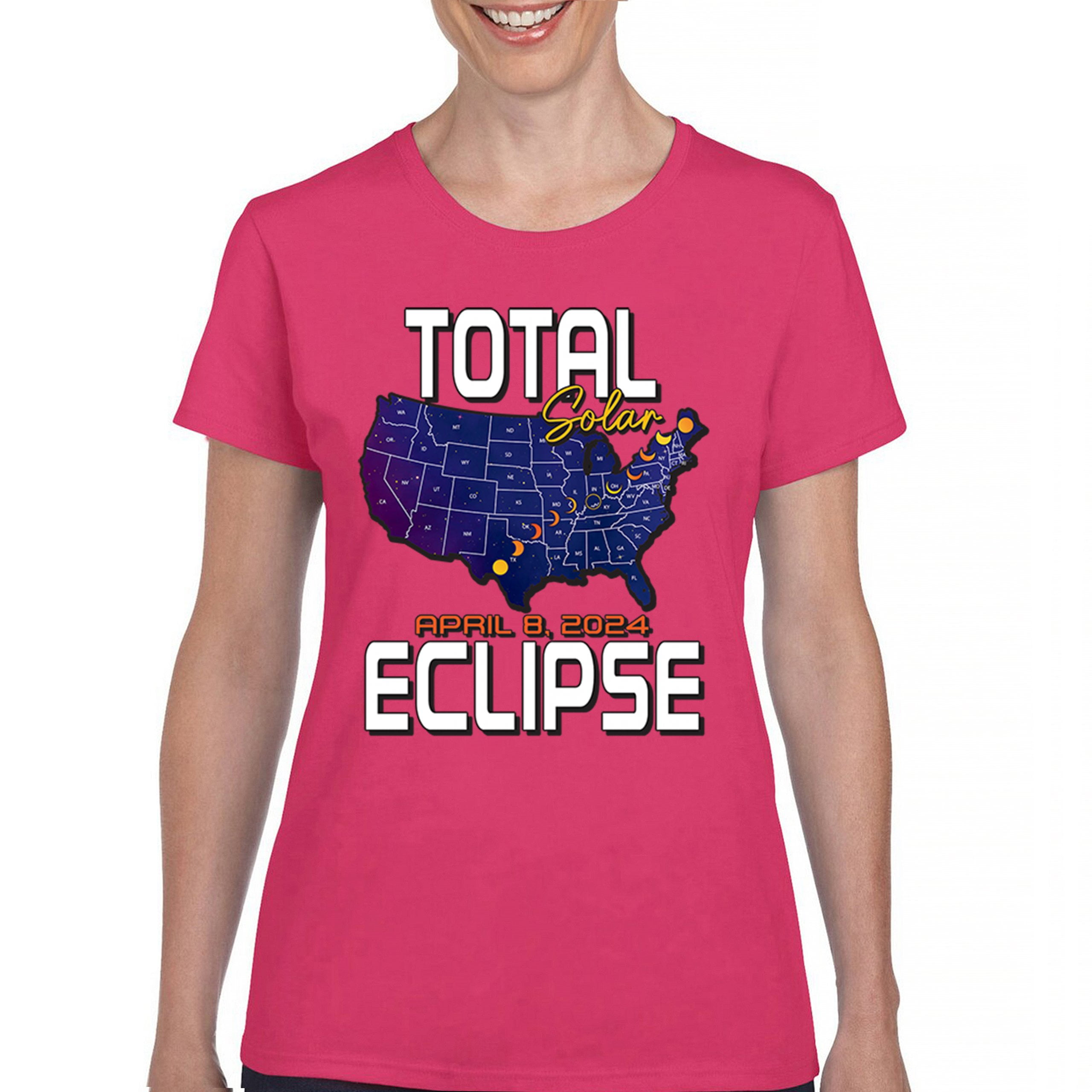 Total Solar Eclipse Map T-Shirt Watch Only With Eclipse Glasses April 8 ...