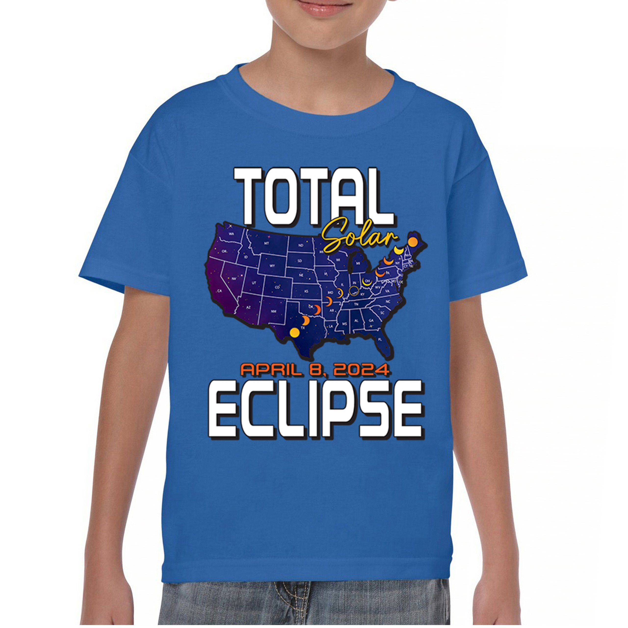 Total Solar Eclipse Map Youth T-shirt Watch Only With Eclipse Glasses ...