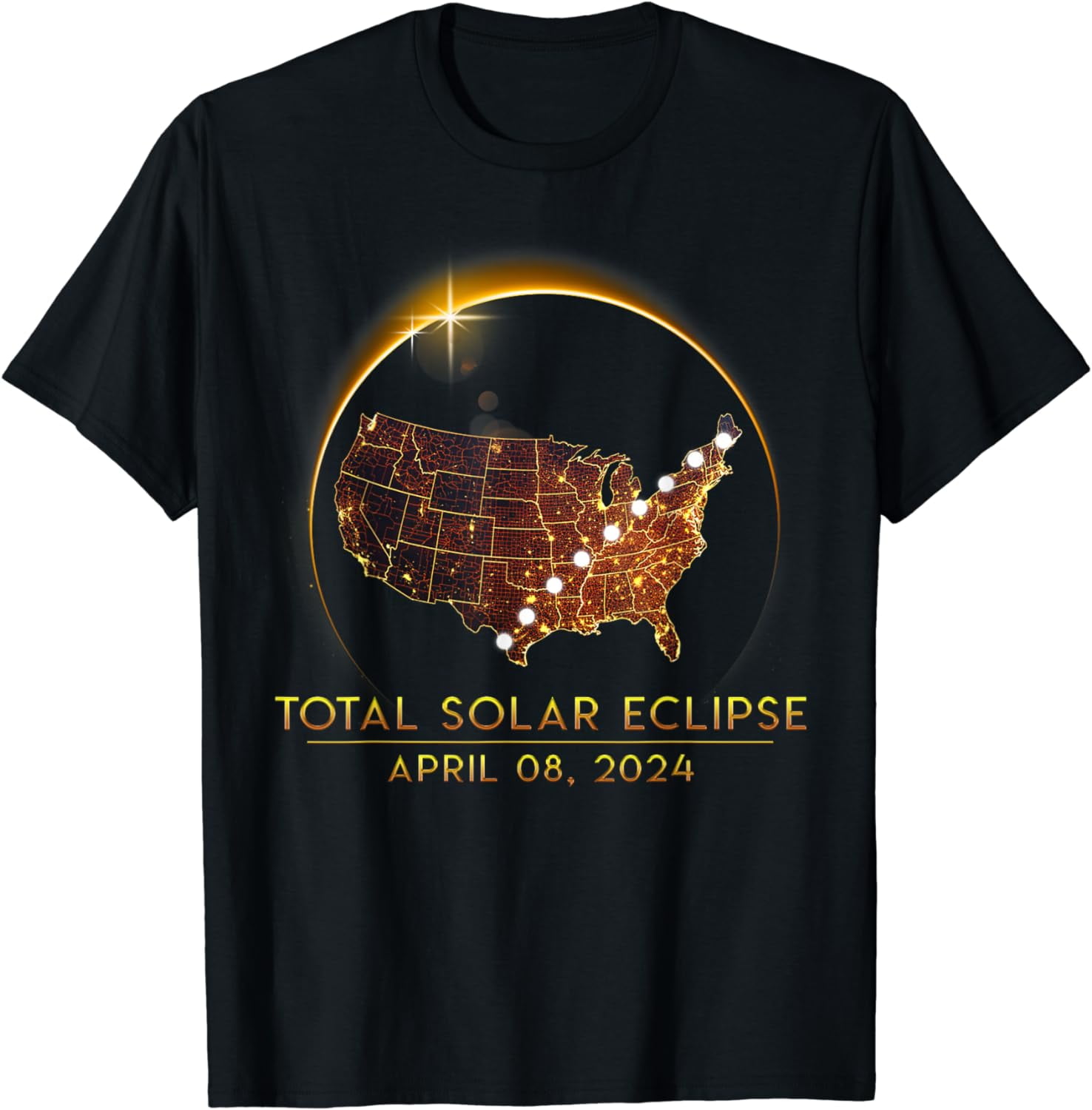 Total Solar Eclipse Shirts April 8 2024 America Map Totality T-Shirt ...