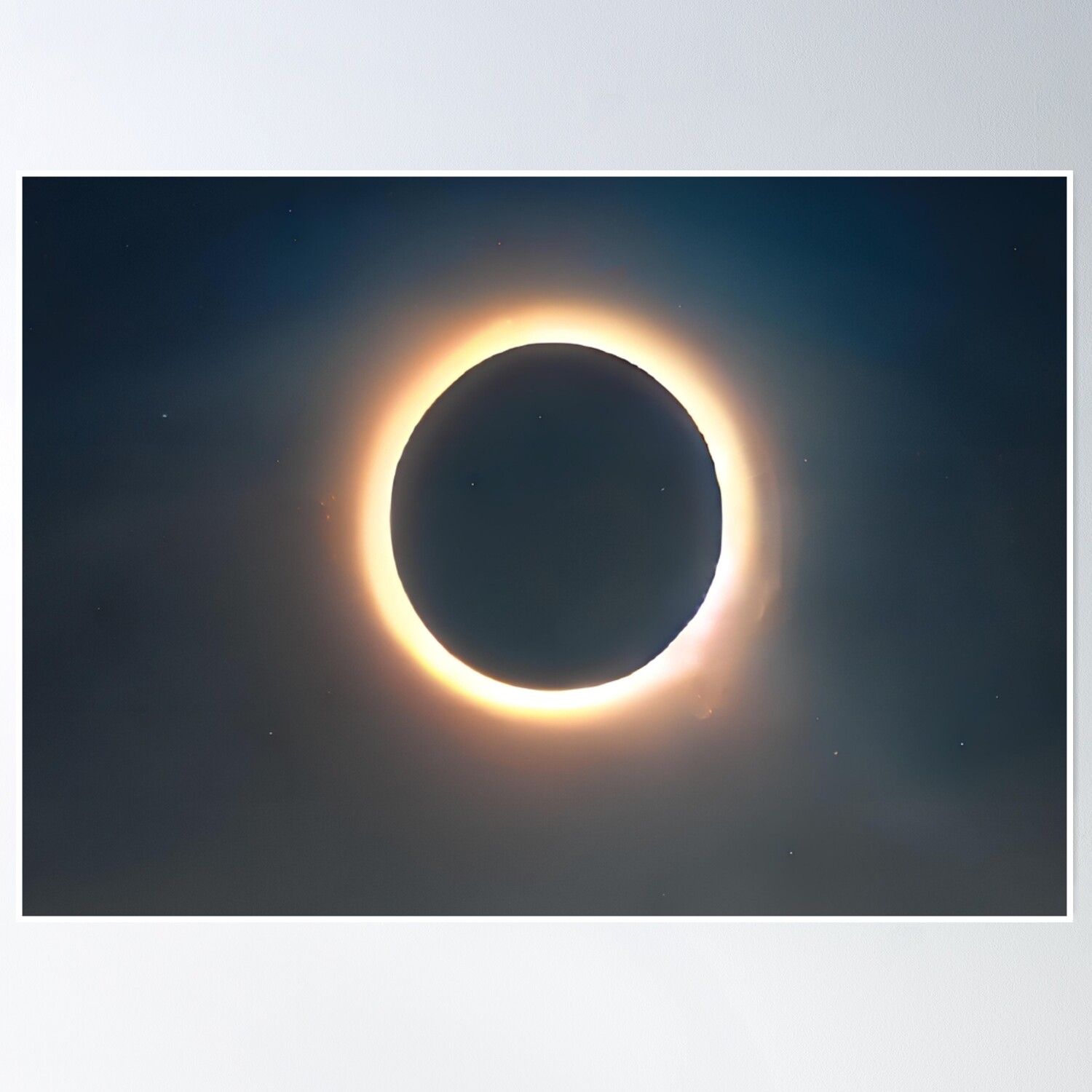 Total Solar Eclipse With Glowing Corona Ring In Night Sky Poster Wall ...