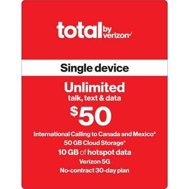 Total by Verizon $30 No-Contract Single-Device Unlimited Talk & Text ...