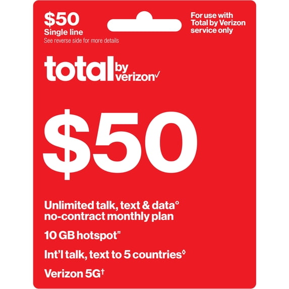 Free Shipping! Total by Verizon Unlimited Plan with 10GB Hotspot Data ...