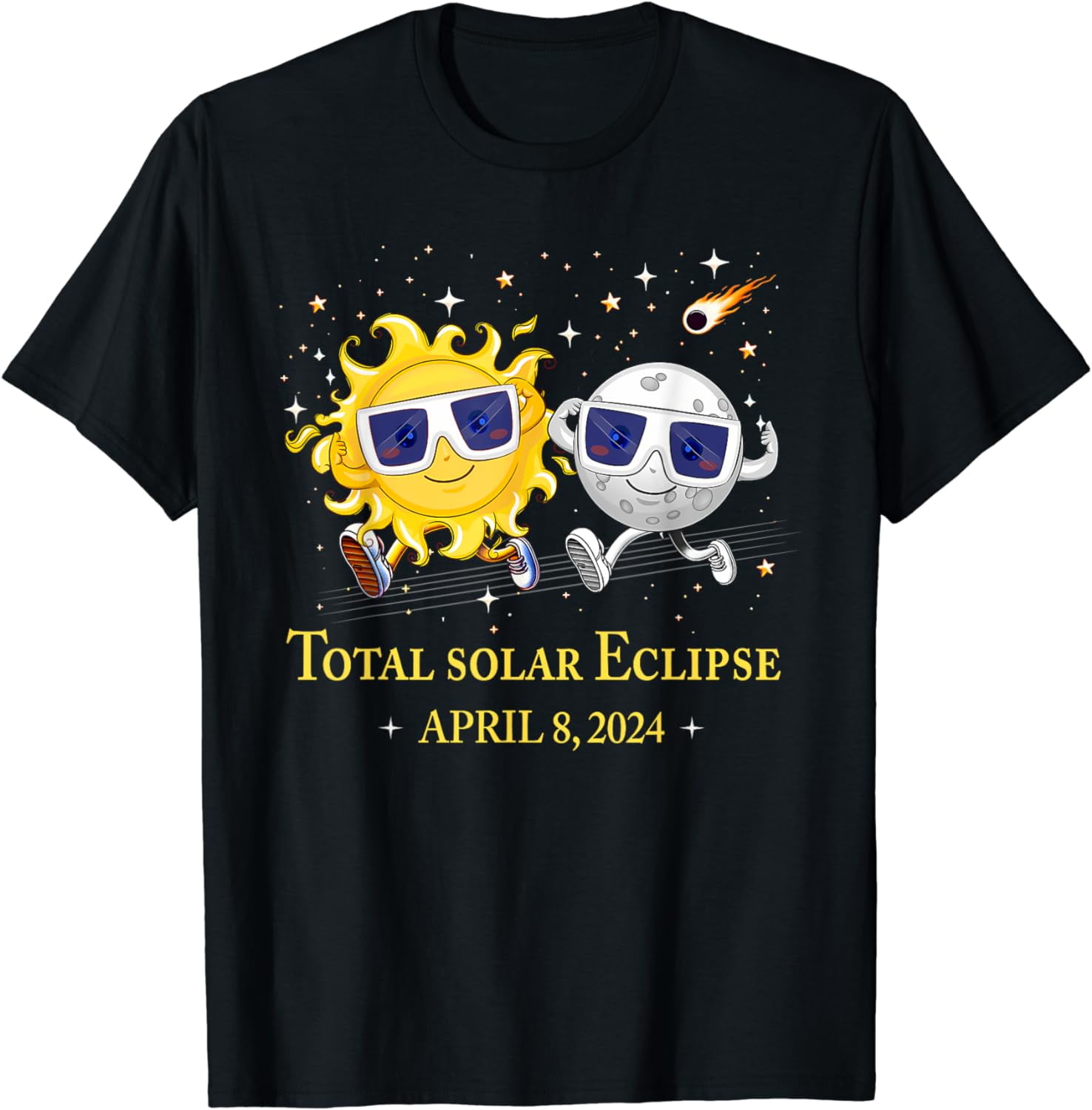 Total solar Eclipse 8-4-2024: Sun Flees Moon "Eclipse Chase" T-Shirt ...