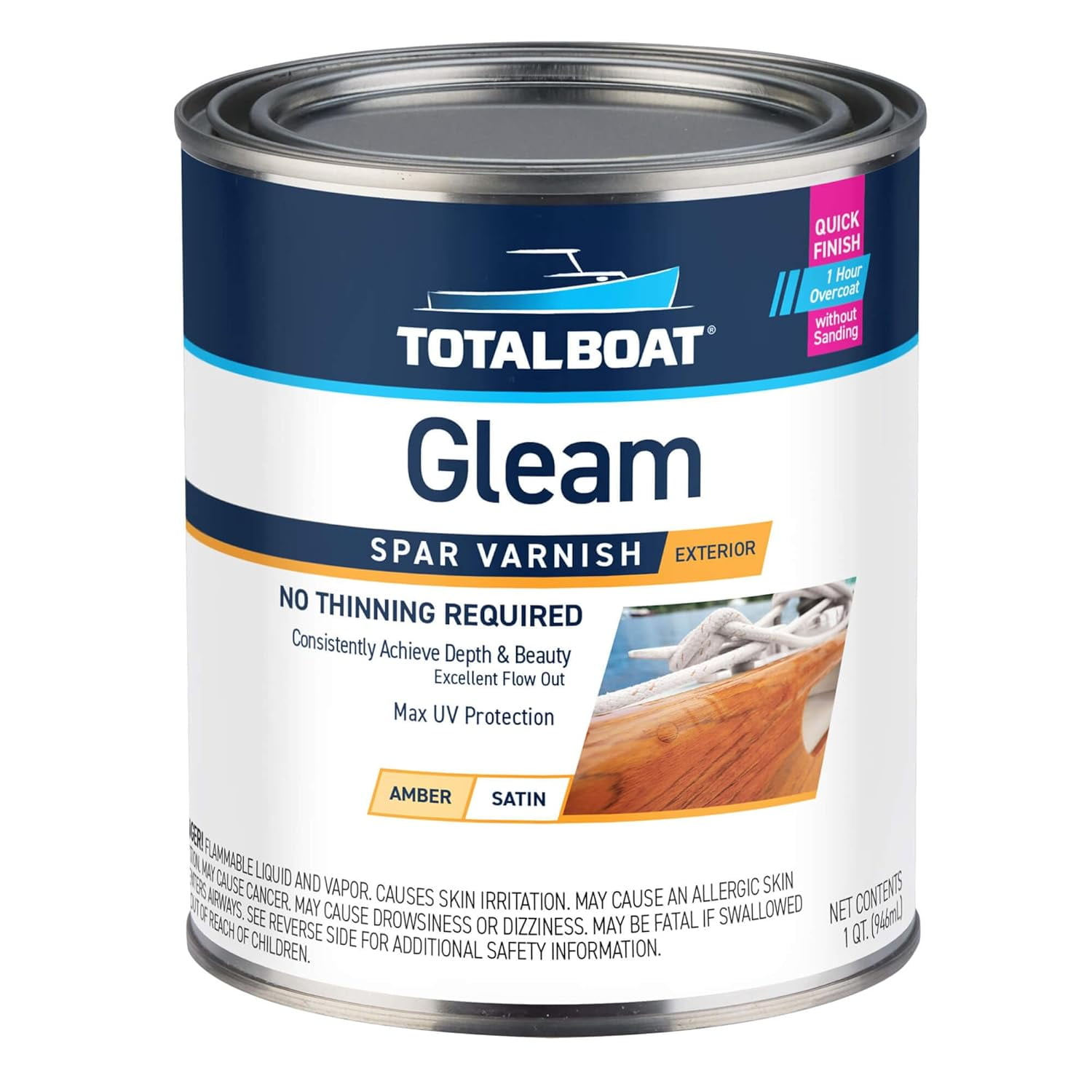 TotalBoat Gleam Marine Spar Varnish, Gloss and Satin Polyurethane ...