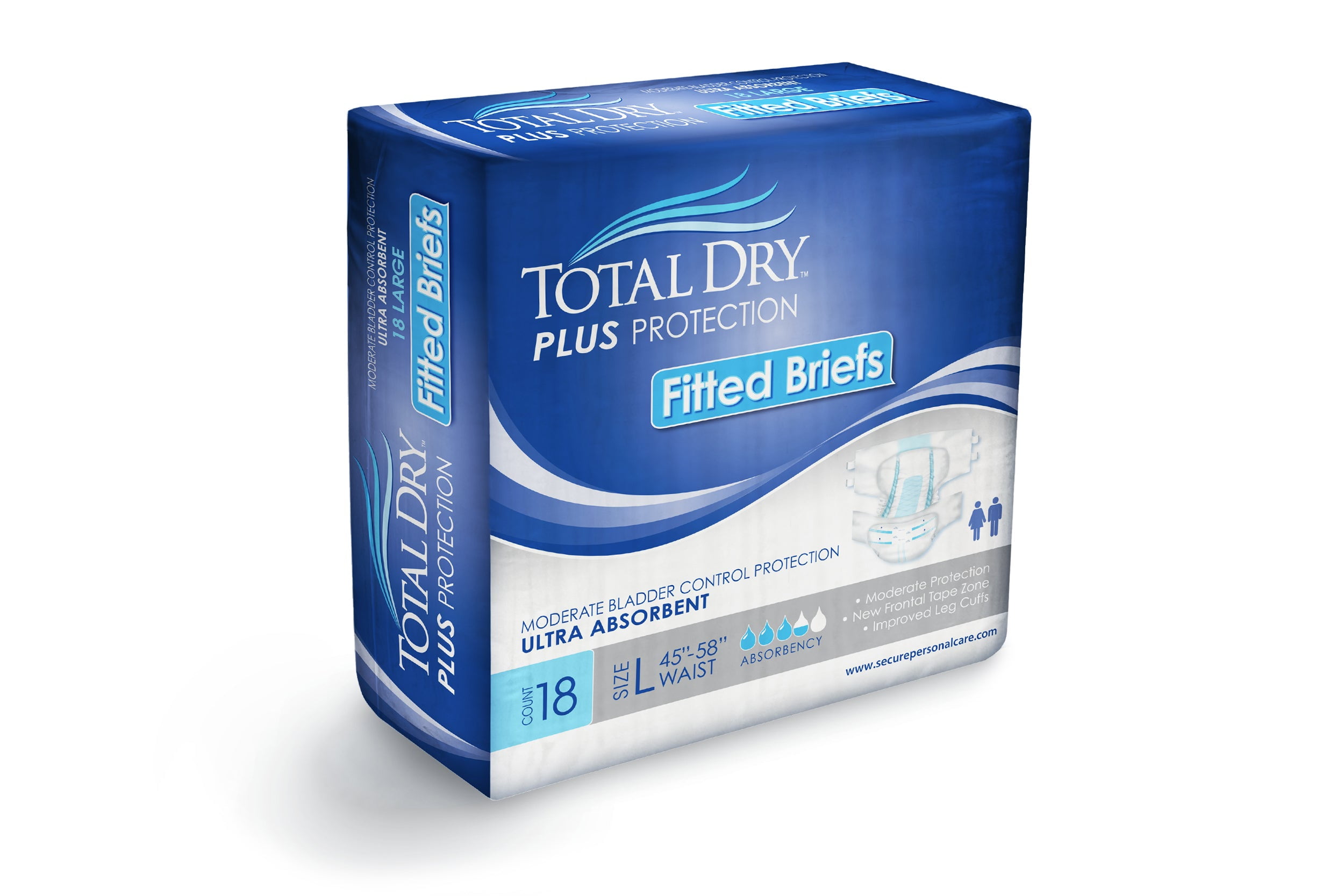 TotalDry Fitted Briefs Plastic Adult Diapers For Women & Men - Walmart.com