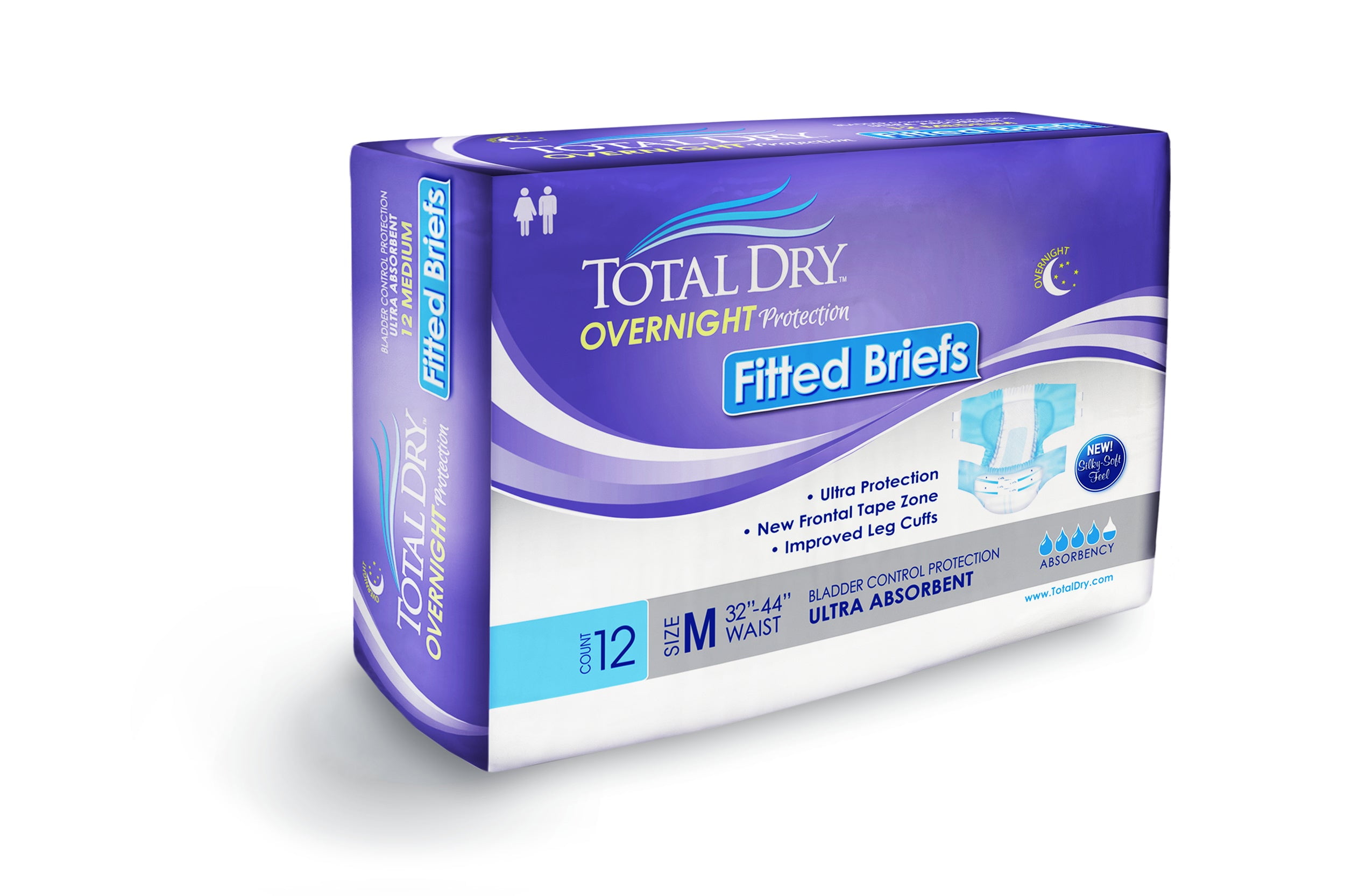 TotalDry Overnight Fitted Briefs Plastic Adult Diapers For Women & Men ...