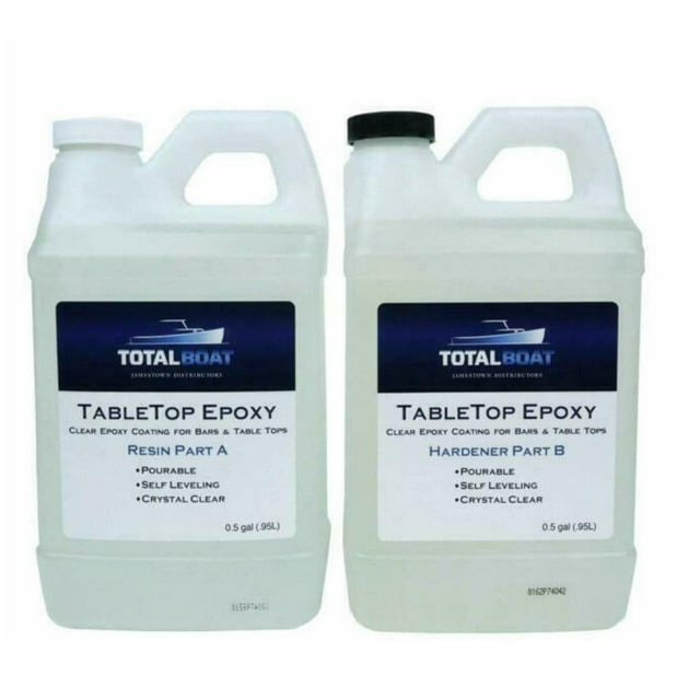 Totalboat 1 Gallon TableTop Epoxy Resin - Crystal Clear for Bar & Table ...