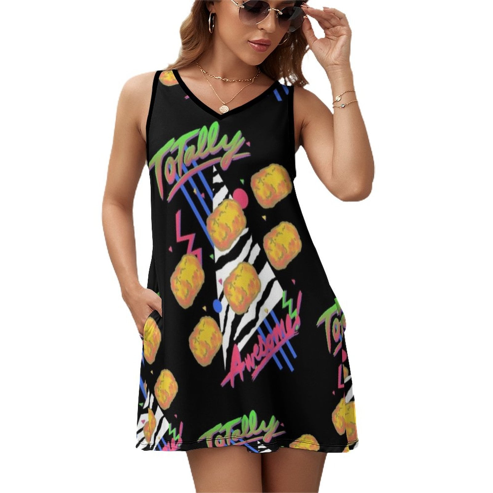 Totally Awesome Square Neck Dress Sweet Summer Dress Women Elegant Halter Print Dress Tater ...