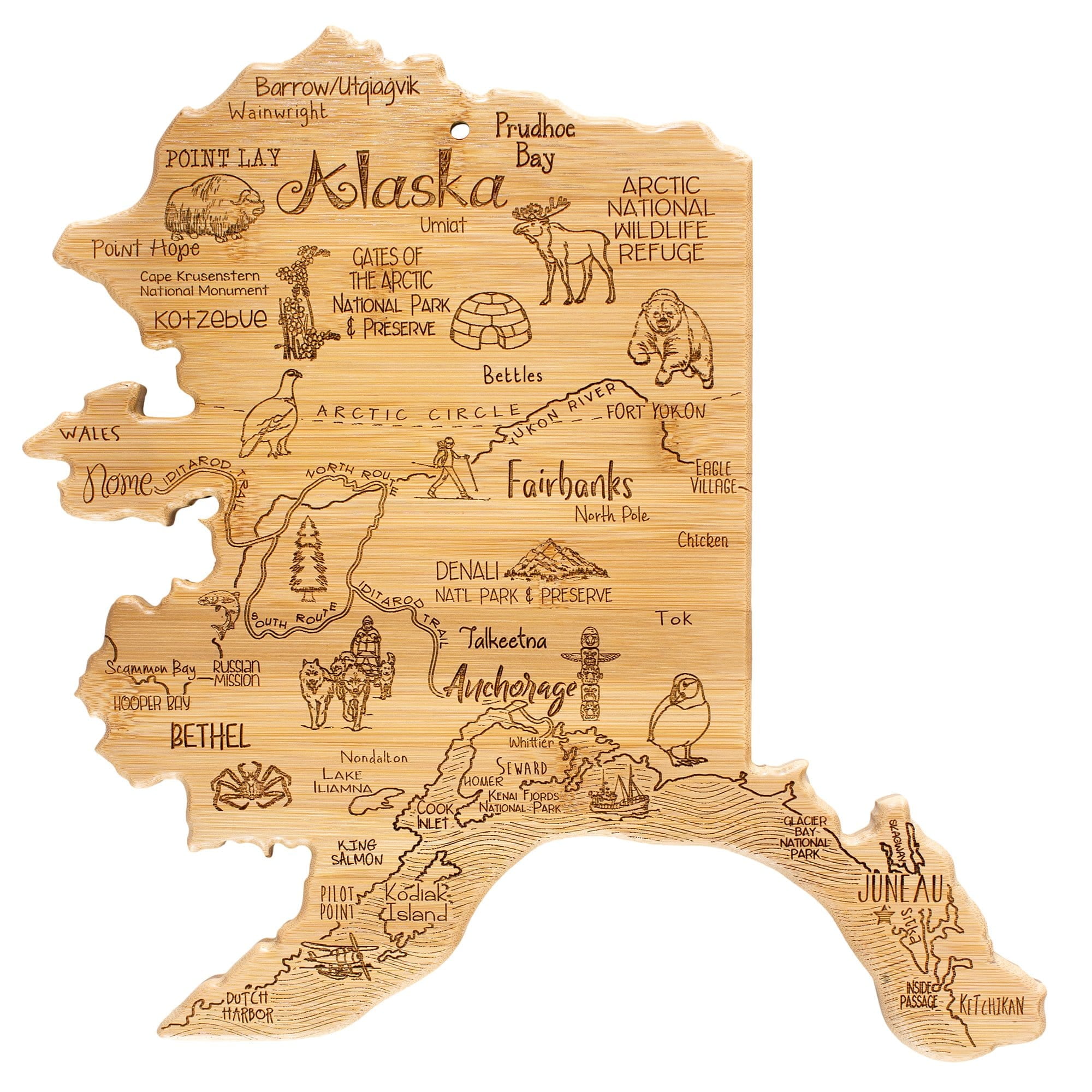 Totally Bamboo Destination Alaska State Shaped Serving and Cutting ...