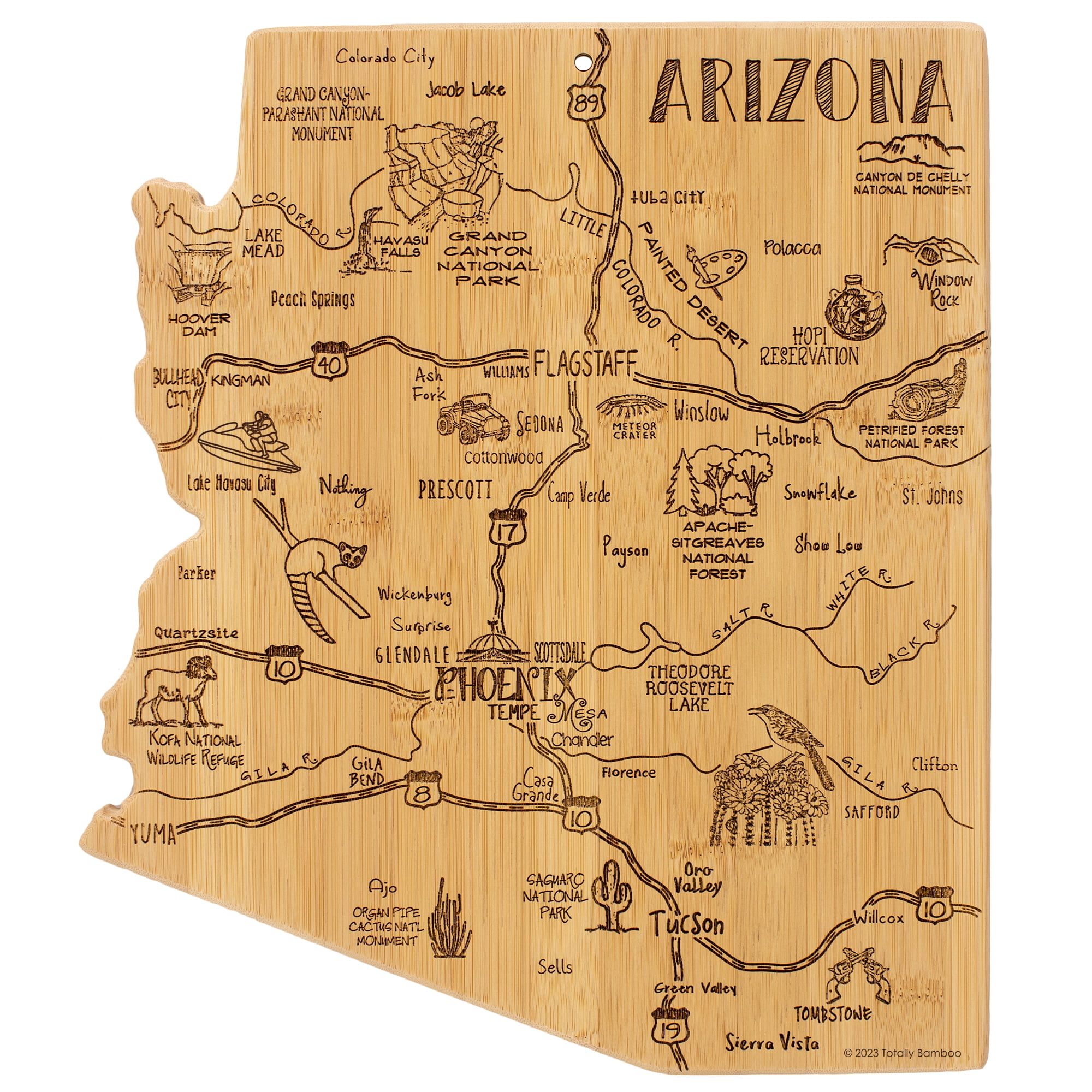 Totally Bamboo Arizona State Shaped Wood Food Chop Kitchen Prep Serving ...