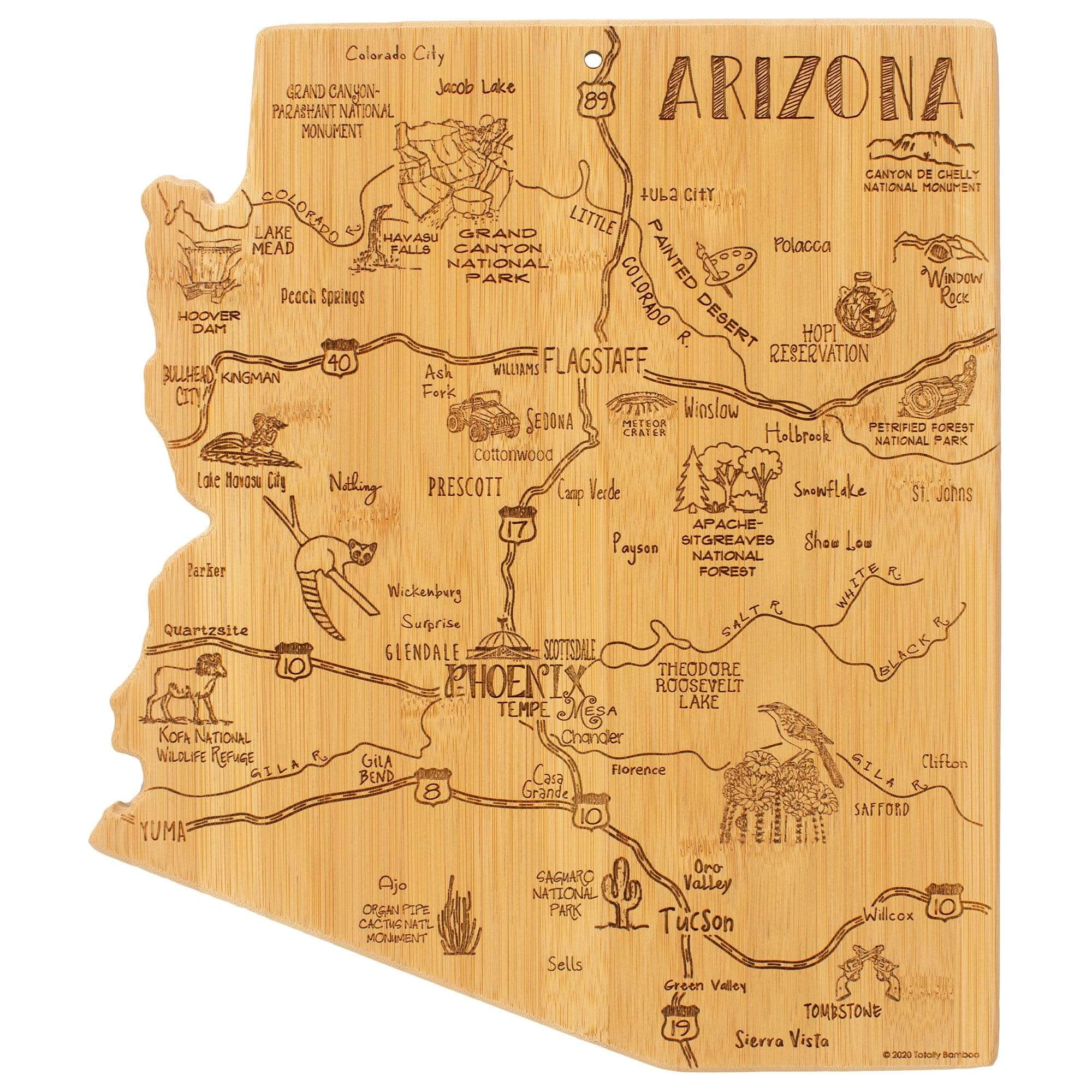 Totally Bamboo Destination Arizona State Shaped Serving and Cutting ...