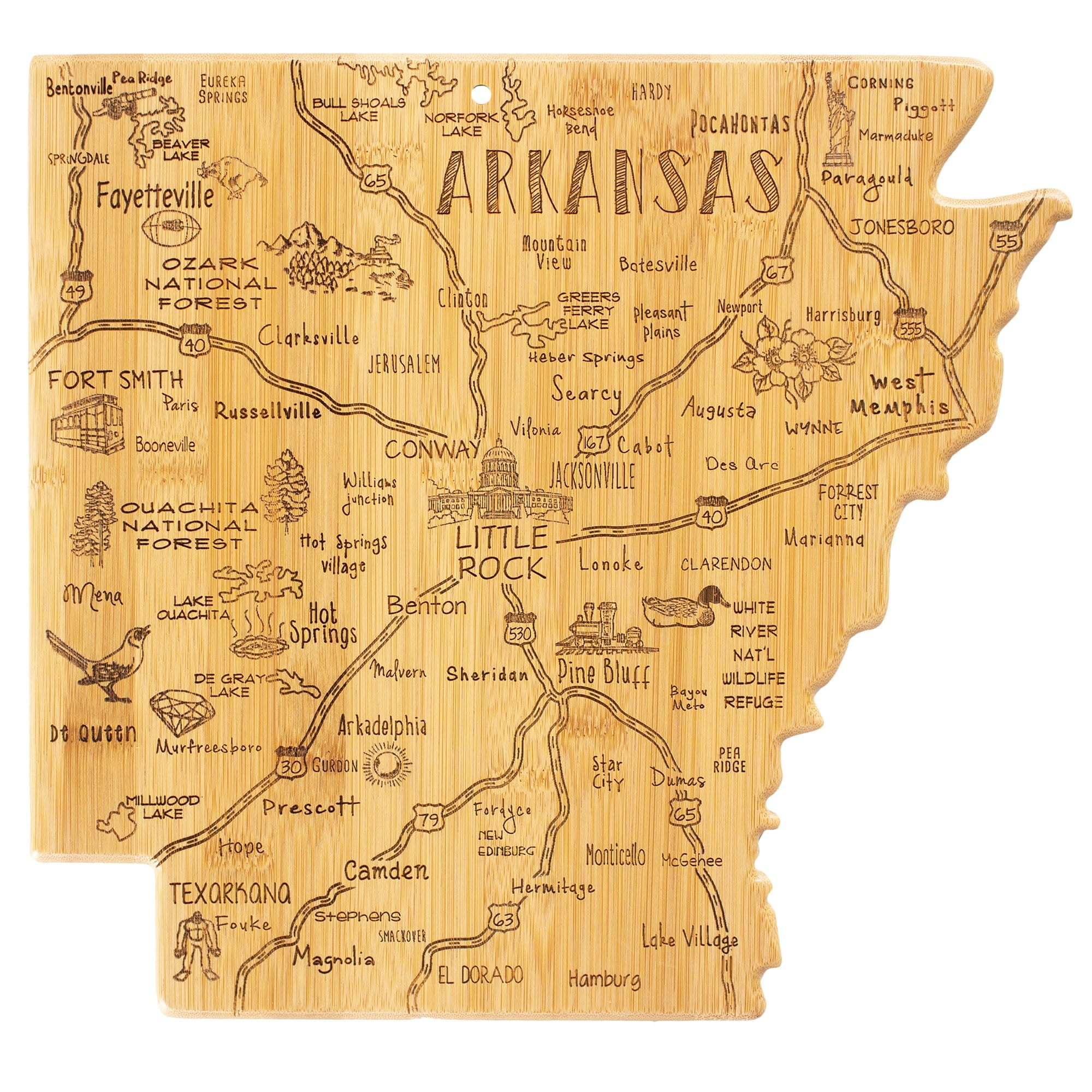 Totally Bamboo Destination Arkansas State Shaped Serving and Cutting ...