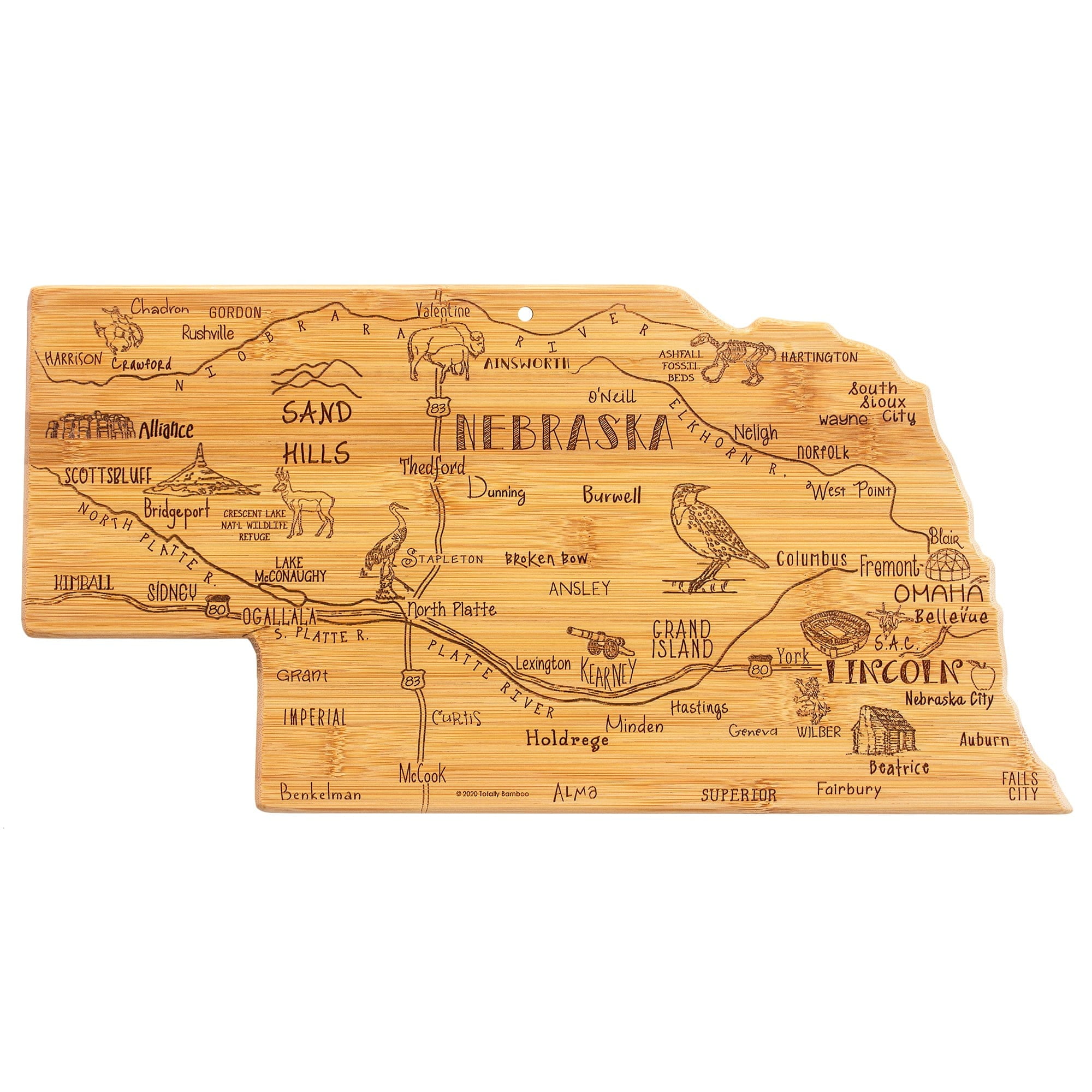 Totally Bamboo Destination Nebraska State Shaped Serving and Cutting ...